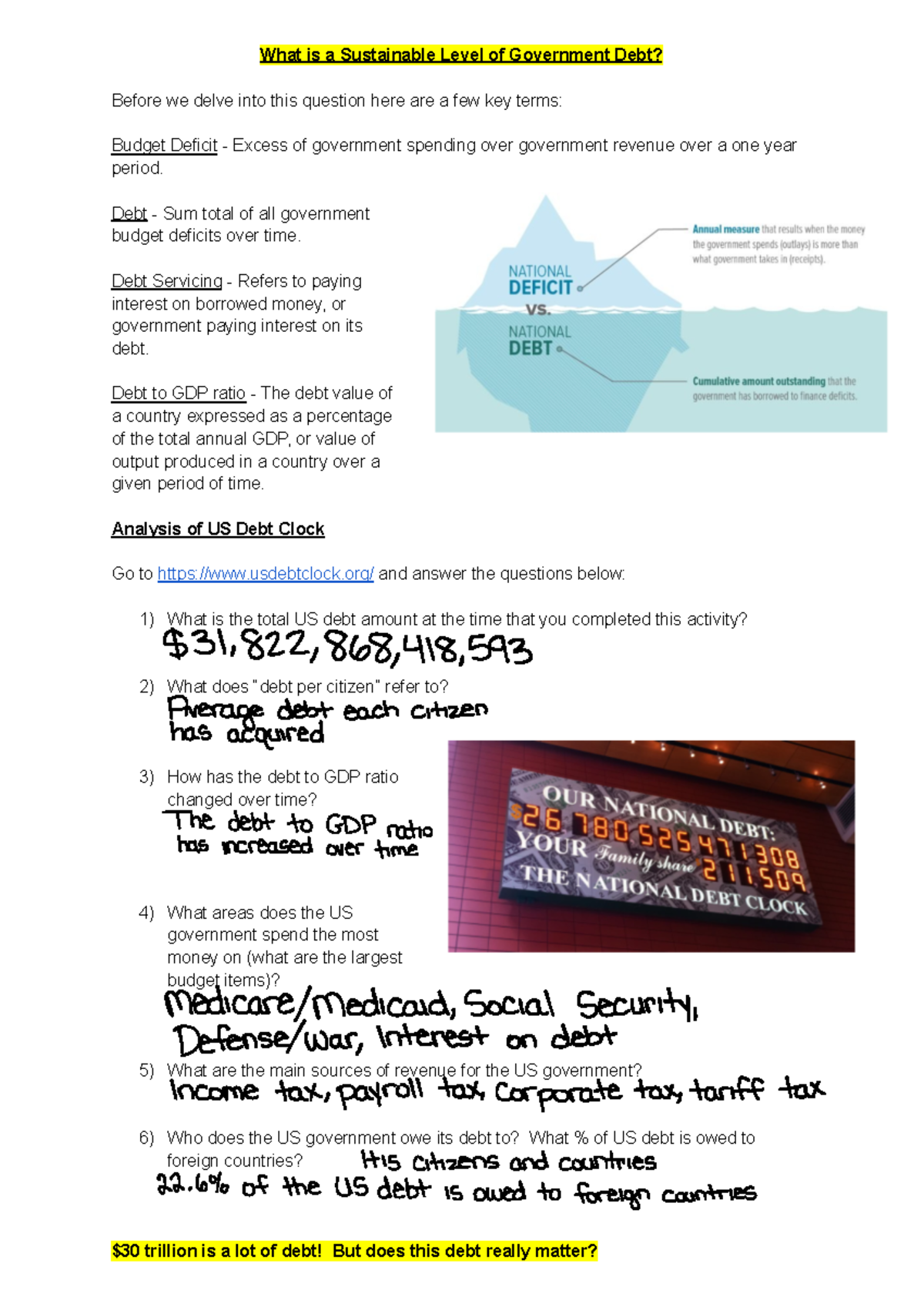 G-National Debt - Detailed assignments that will help you to better ...