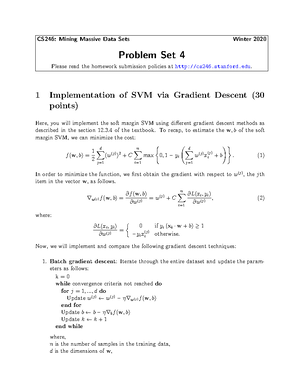 HW3 2020 CS246 Solutions - CS246: Mining Massive Data Sets Winter 2020 Problem Set 3 Please read ...