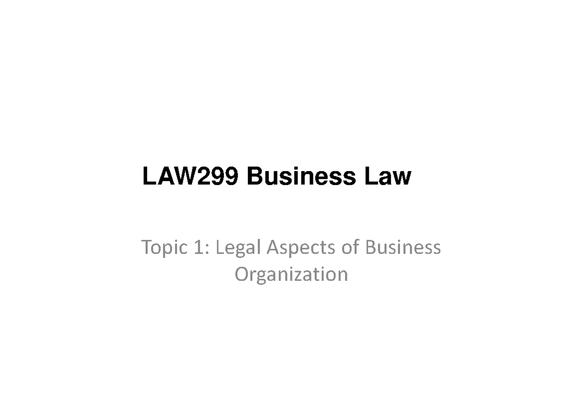 1. Business Organization [Compatibility MODE - LAW299 Business ...