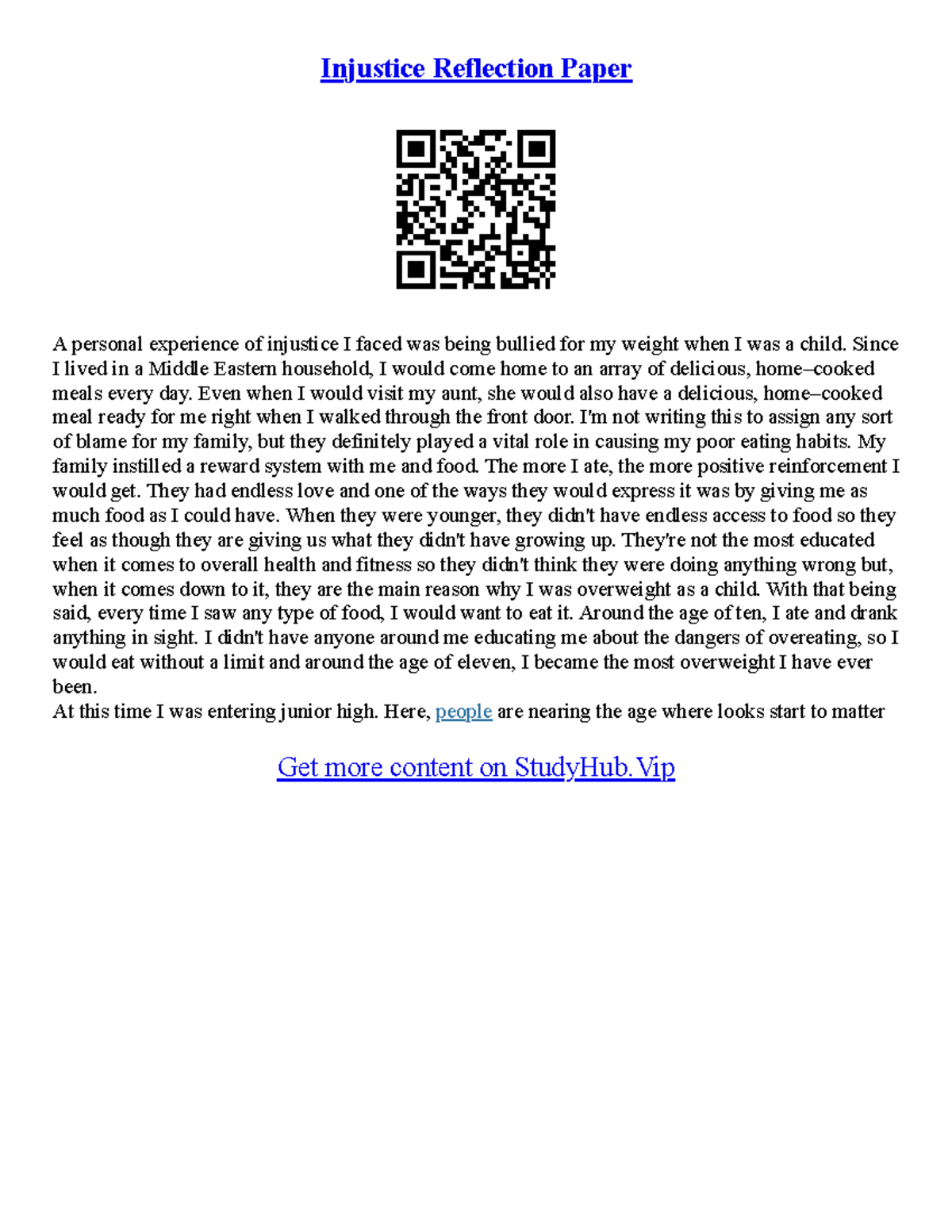 Injustice Essays - Injustice Reflection Paper A personal experience of ...