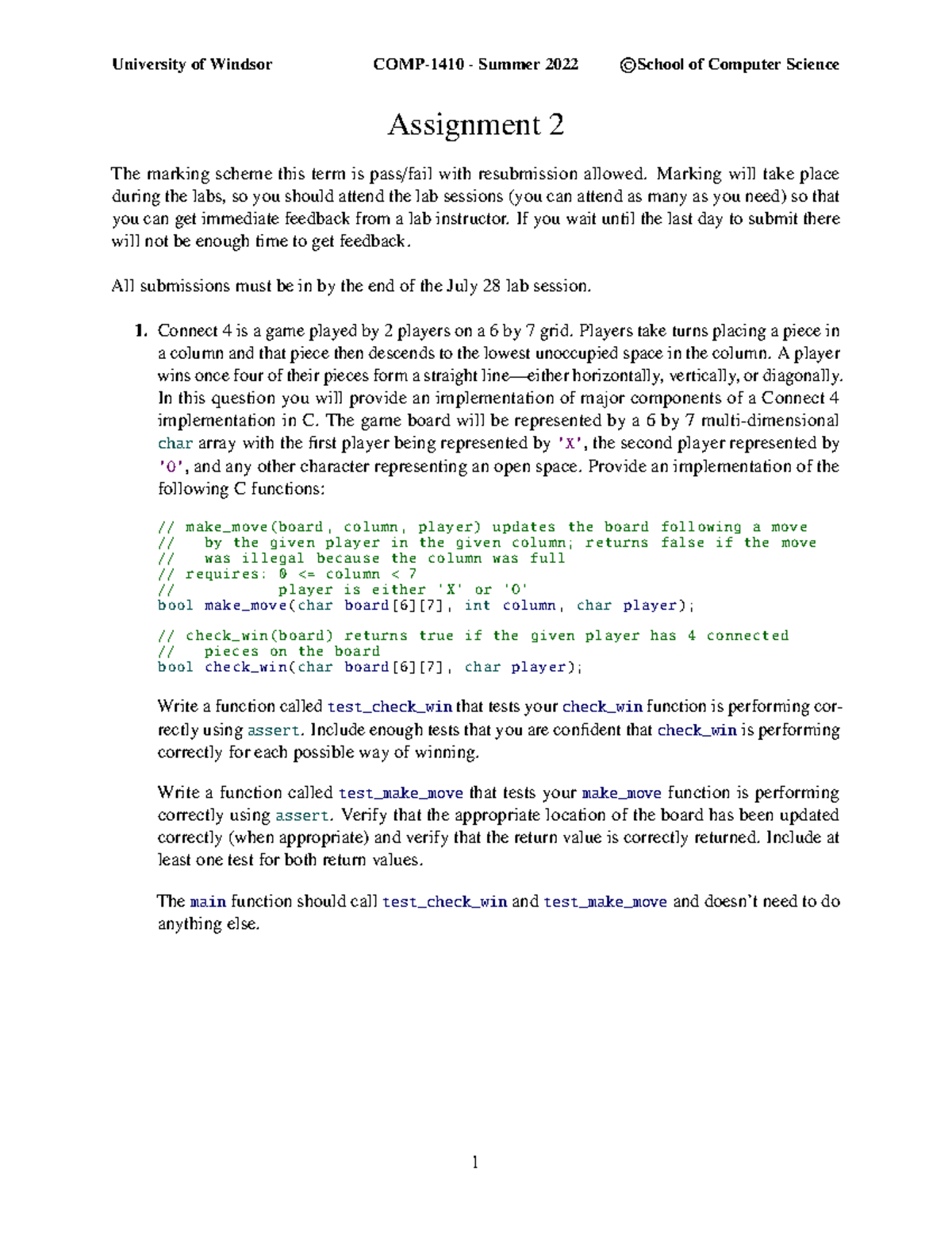 A2 - COMP 1410 Assignment 2 - University of Windsor COMP-1410 - Summer 2022 ©School of Computer ...