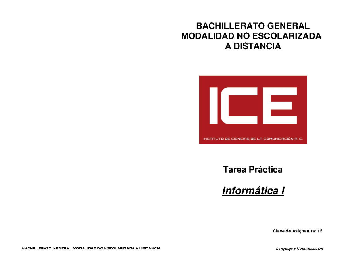 Tareas 12 Informática I - Bachillerato General Modalidad No ...