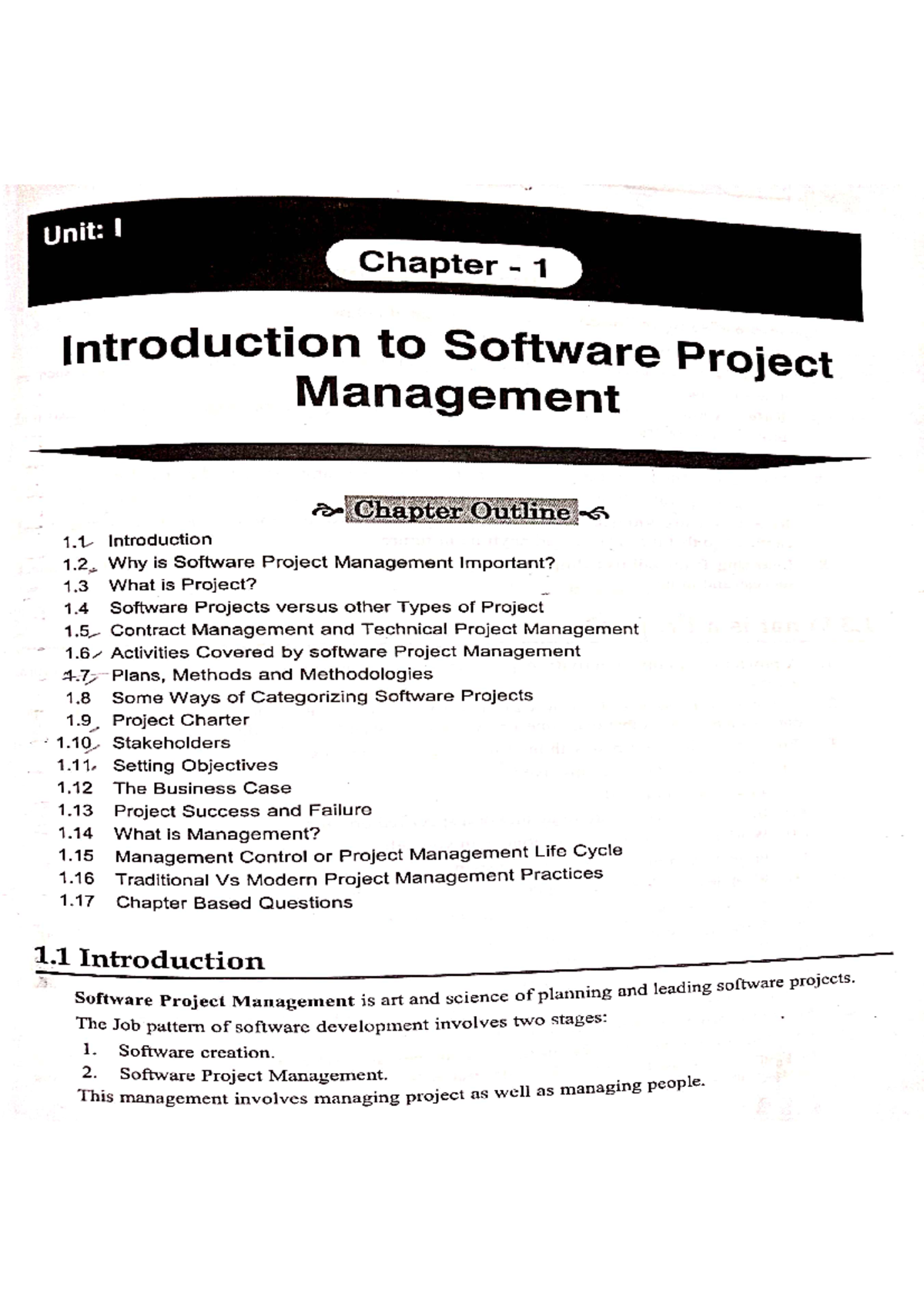 SPM UNIT I Chapter 1 - Bsc. Information Technology - Studocu