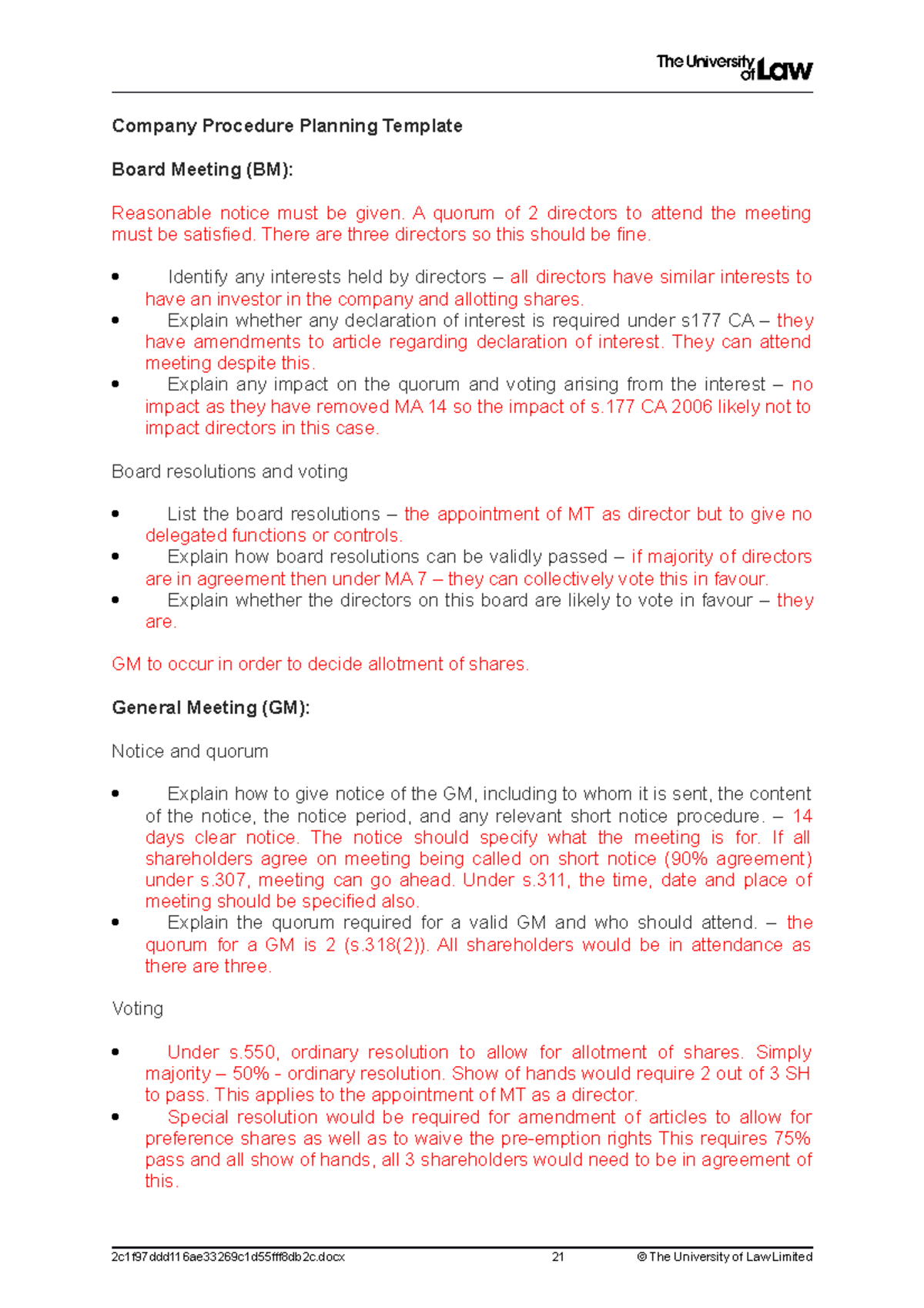 Company Procedure Template - complted - Company Procedure Planning ...