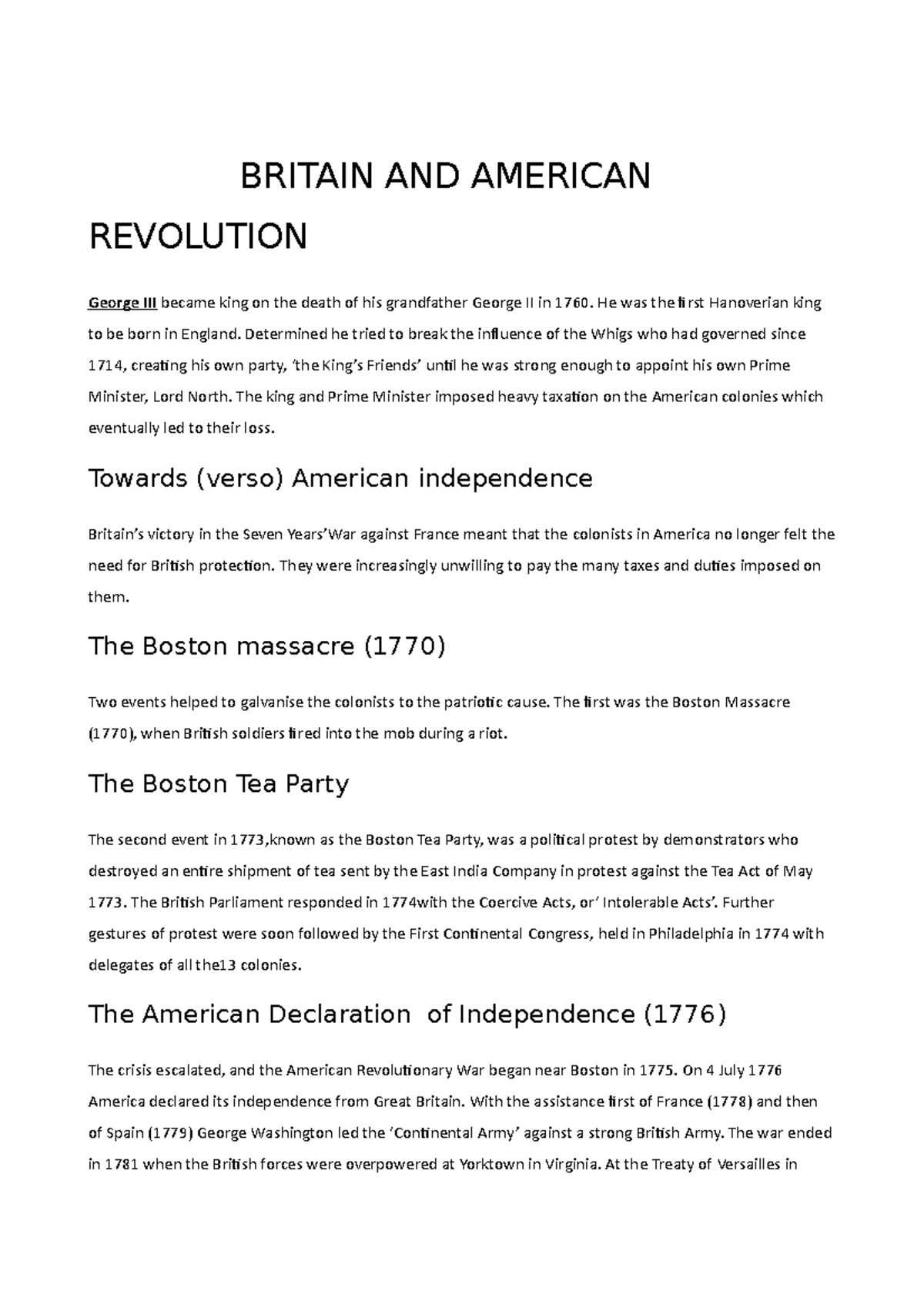 Britain AND American Revolution - BRITAIN AND AMERICAN REVOLUTION ...