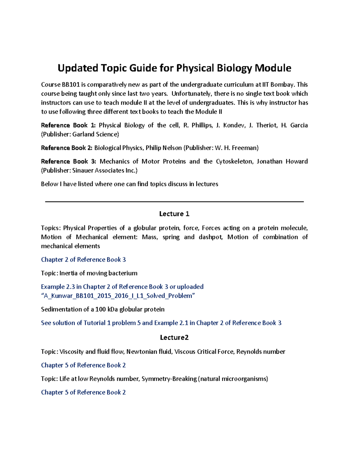 Topic Guide for Physical Biology for Bsc Students - Updated Topic Guide ...