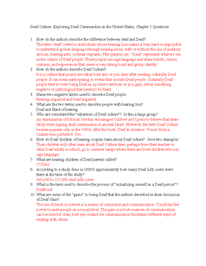 Deaf culture chap 3 - asl chapter 3 homework - Deaf Culture: Exploring ...