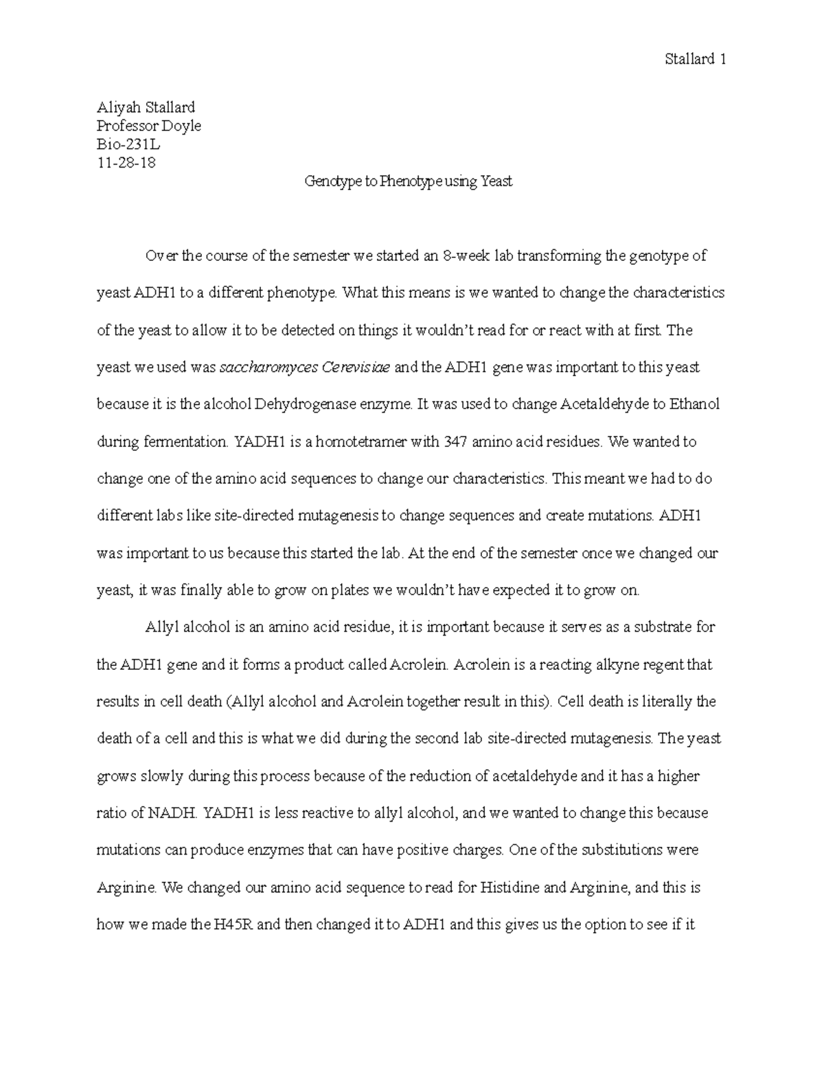 Final lab write up - Grade: C+ - Stallard 1 Aliyah Stallard Professor ...