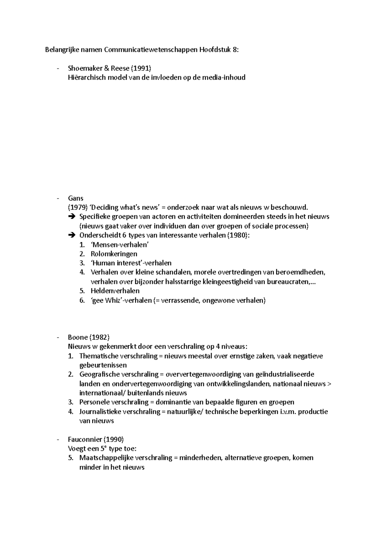 Belangrijke namen Communicatiewetenschappen Hoofdstuk 8 - Specifieke groepen van actoren en ...