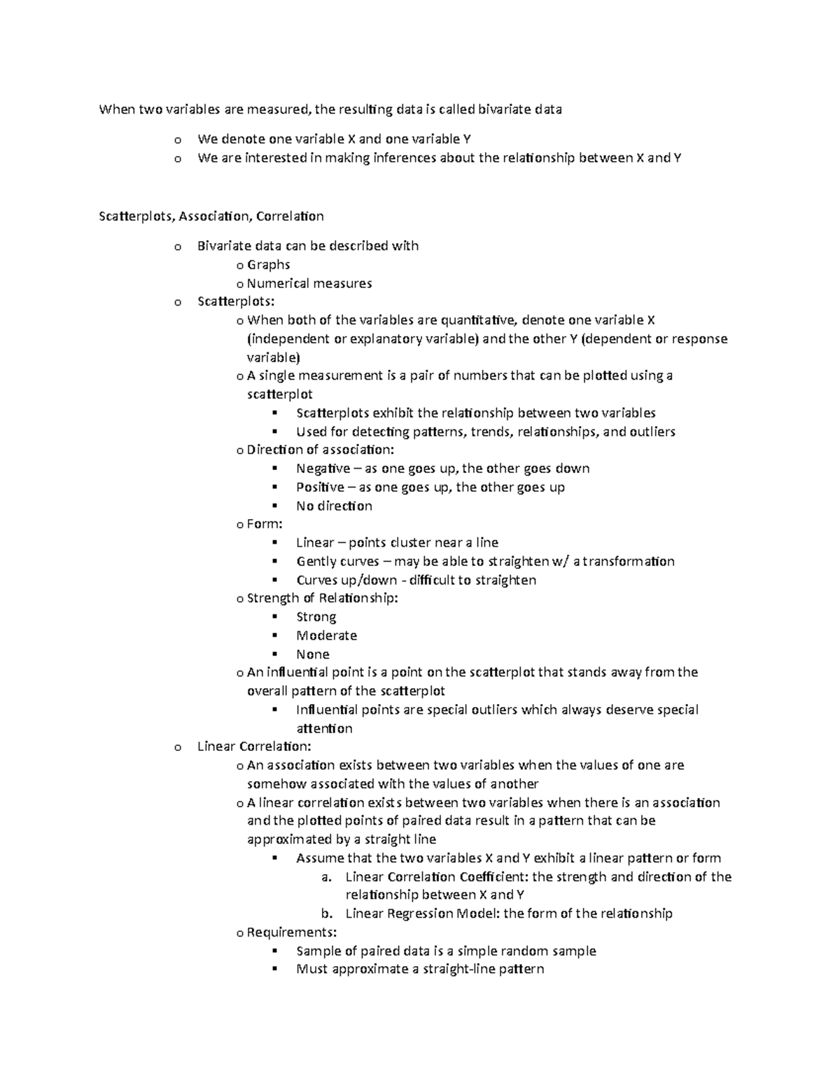 Bivariate Data Notes When Two Variables Are Measured The Resulting Data Is Called Bivariate