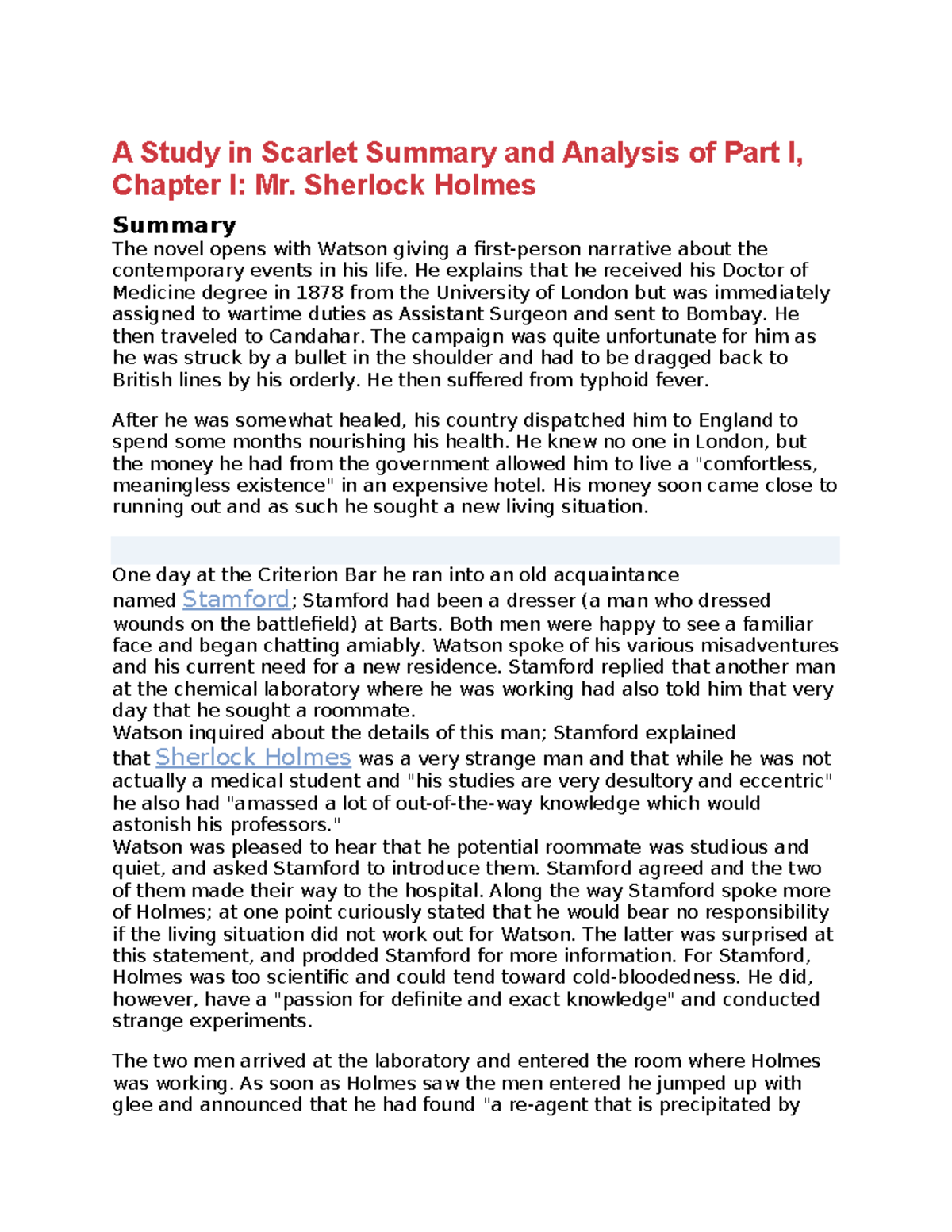 443981952 A Study in Scarlet Summary and Analysis of Part I - A Study ...
