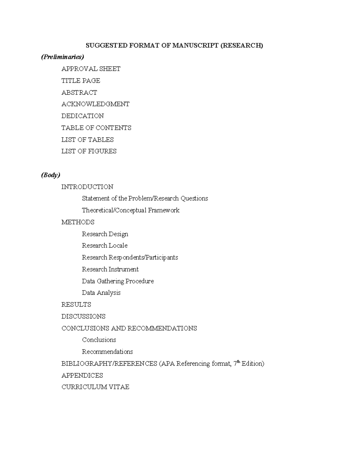 Suggested Format OF Manuscript 1 - SUGGESTED FORMAT OF MANUSCRIPT ...