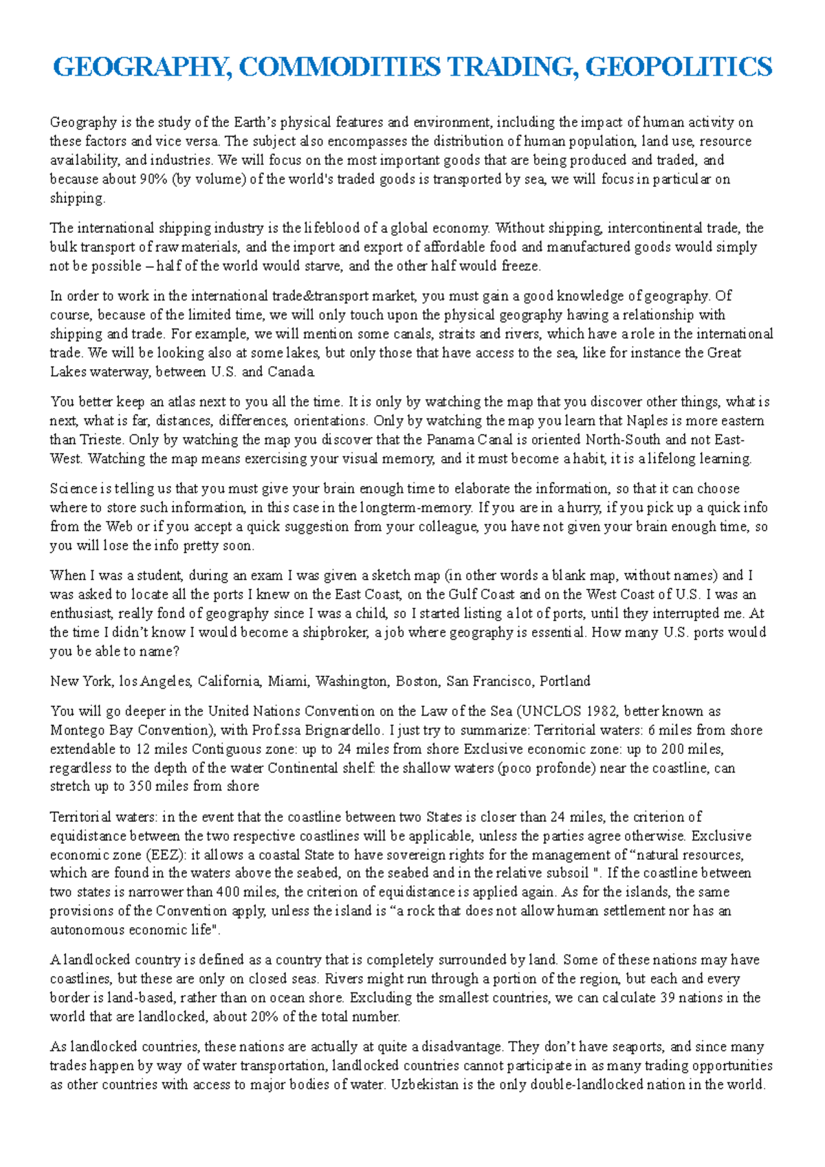 Geography, Commodities Trading, Geopolitics - GEOGRAPHY, COMMODITIES ...