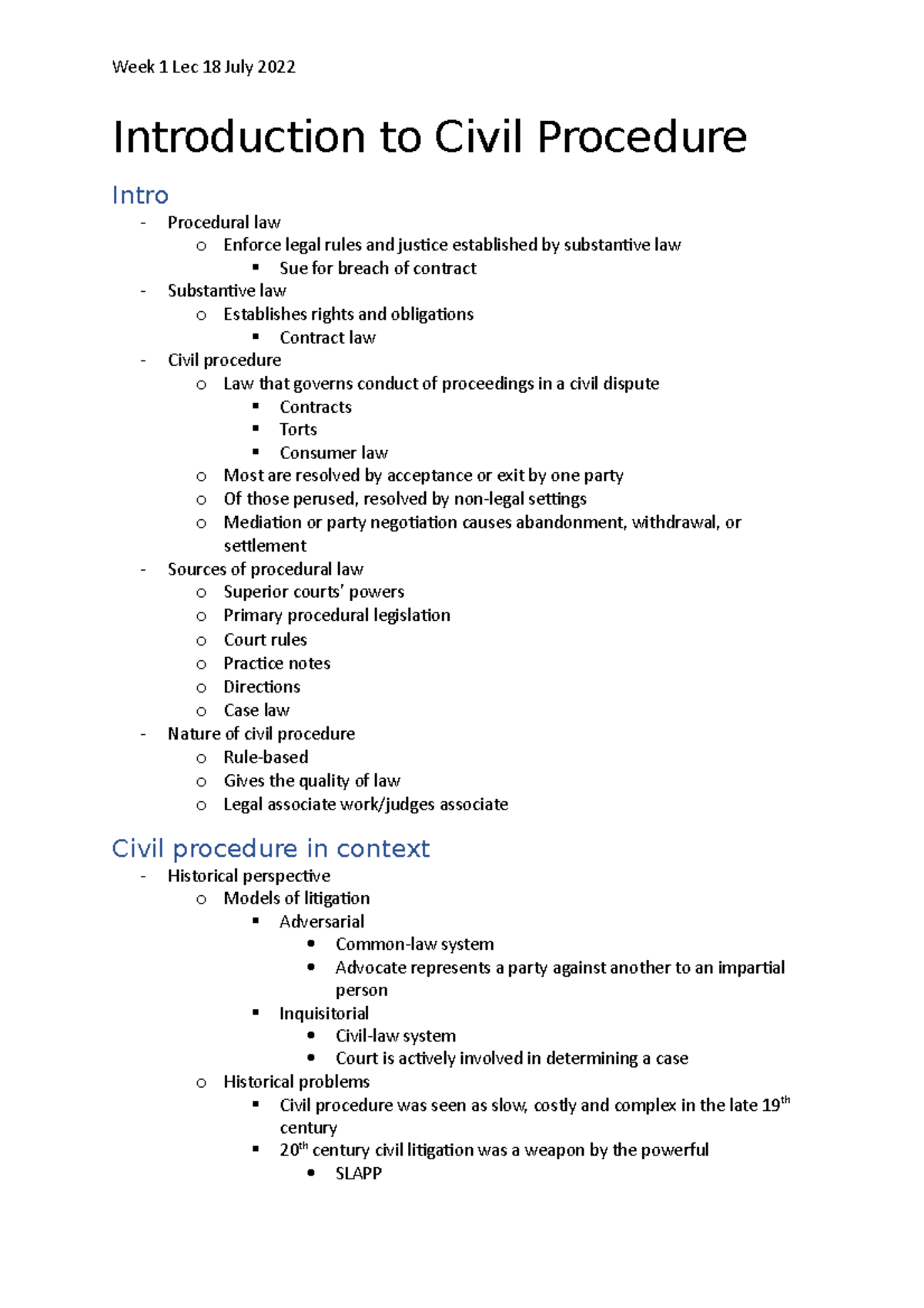 Introduction to Civil Procedure - Introduction to Civil Procedure Intro ...