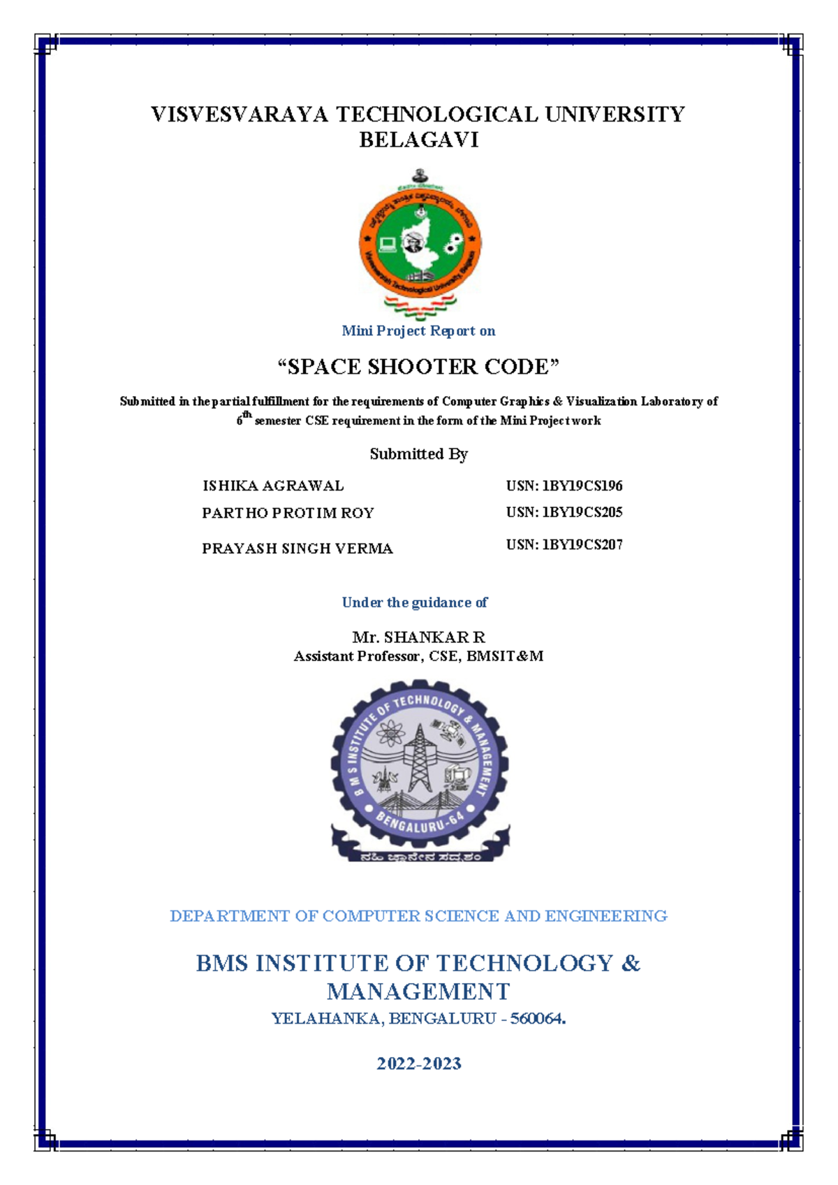 618435264 Space Shooter Final - VISVESVARAYA TECHNOLOGICAL UNIVERSITY ...