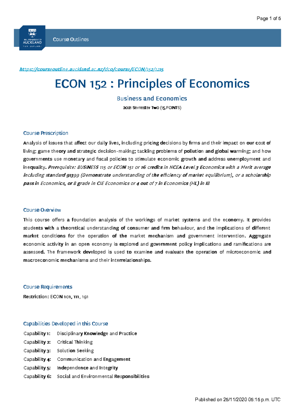 ECON 152 - 2021 Semester Two - Course Outline - Principles of Economics ...