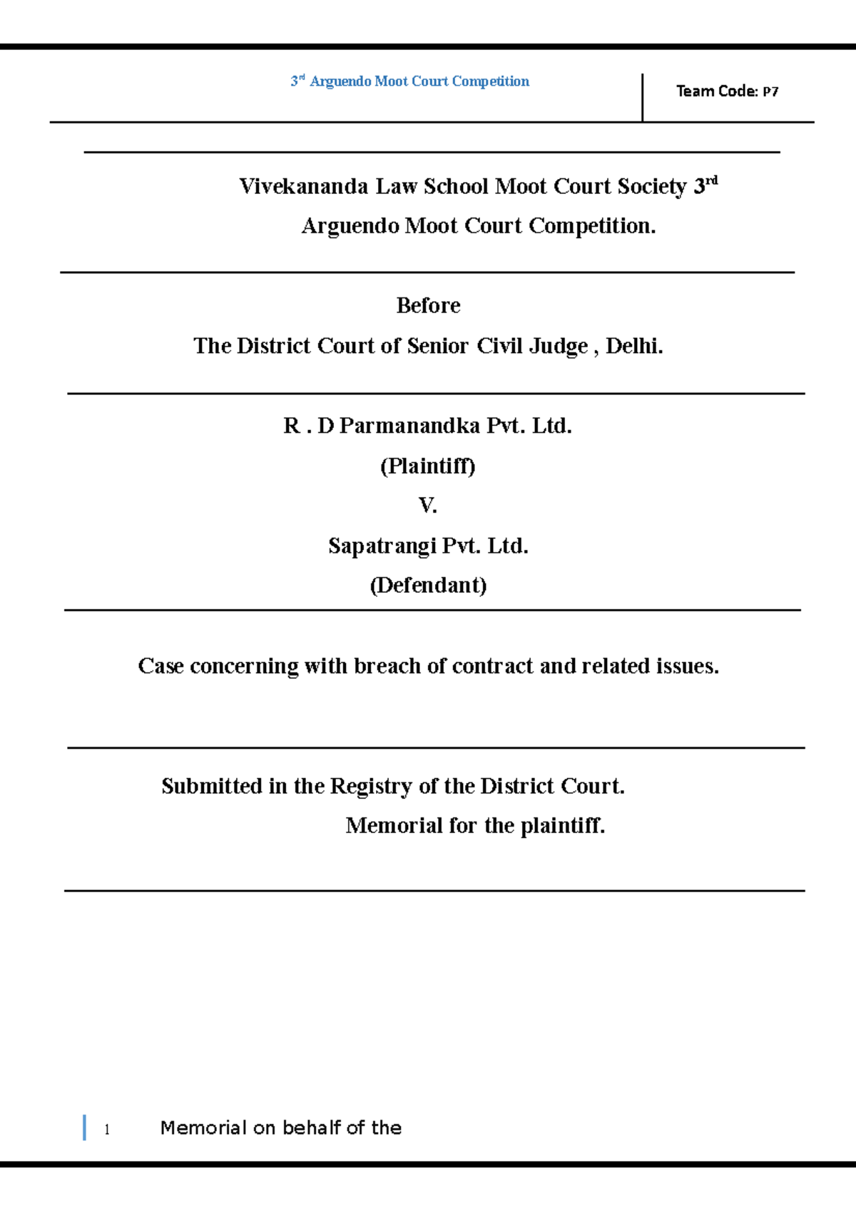 Sample-memorial-plaintiff-4th-arguendo-moot-court-competition - 3 rd ...
