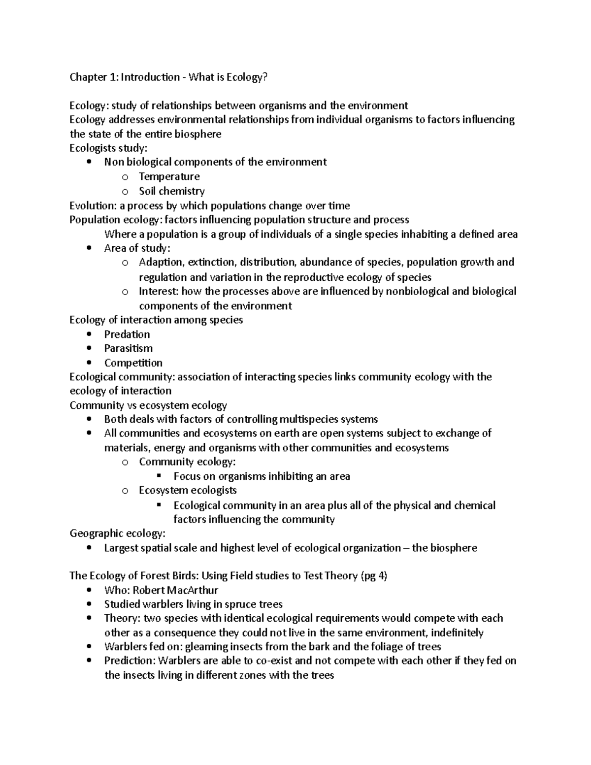 Ecology Chapter reading - Chapter 1: Introduction - What is Ecology ...