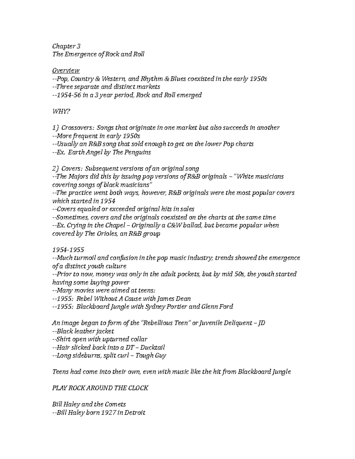 Chapter 3 - The Emergence of Rock And Roll - Chapter 3 The Emergence of ...
