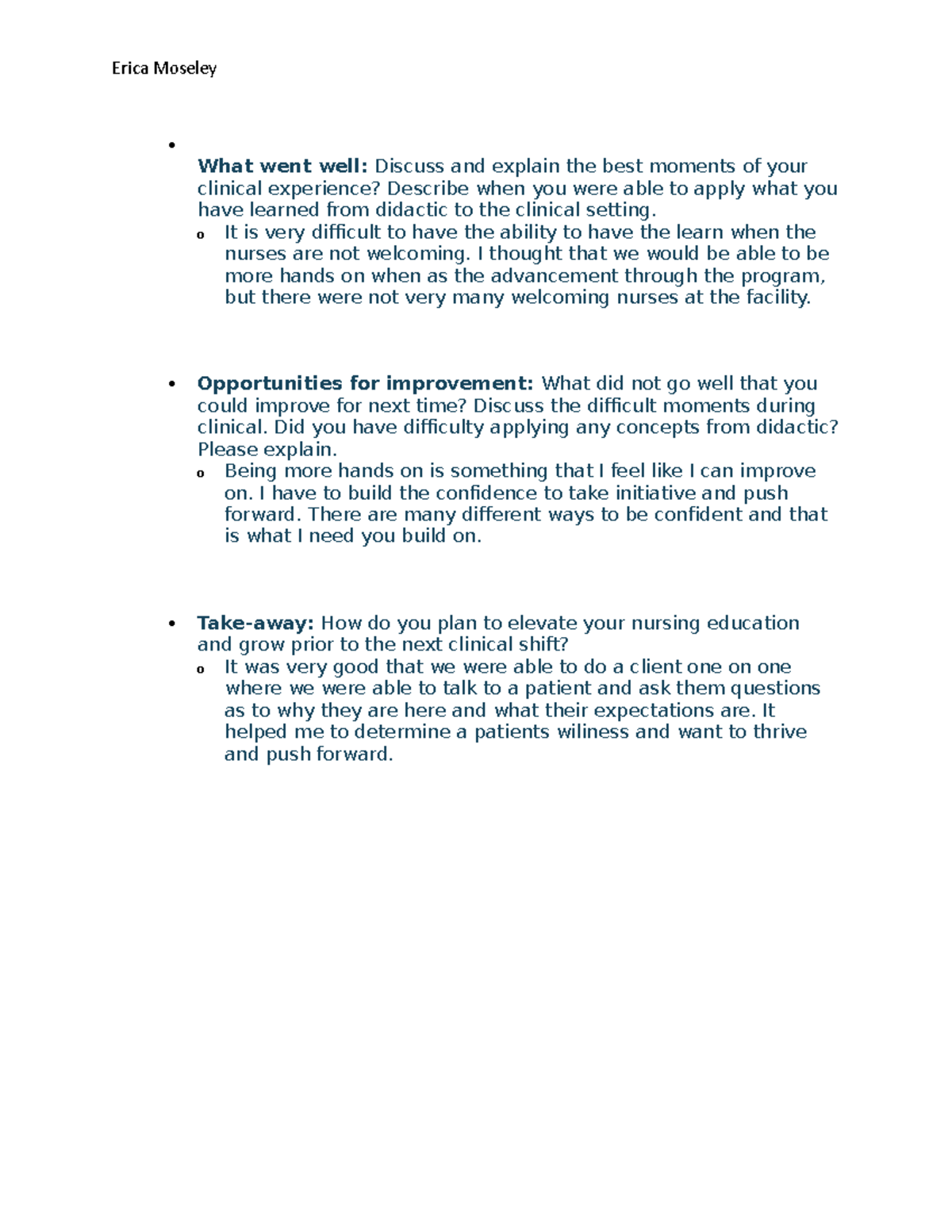 DFC 1 - Post clincal - BSN 246 - Studocu