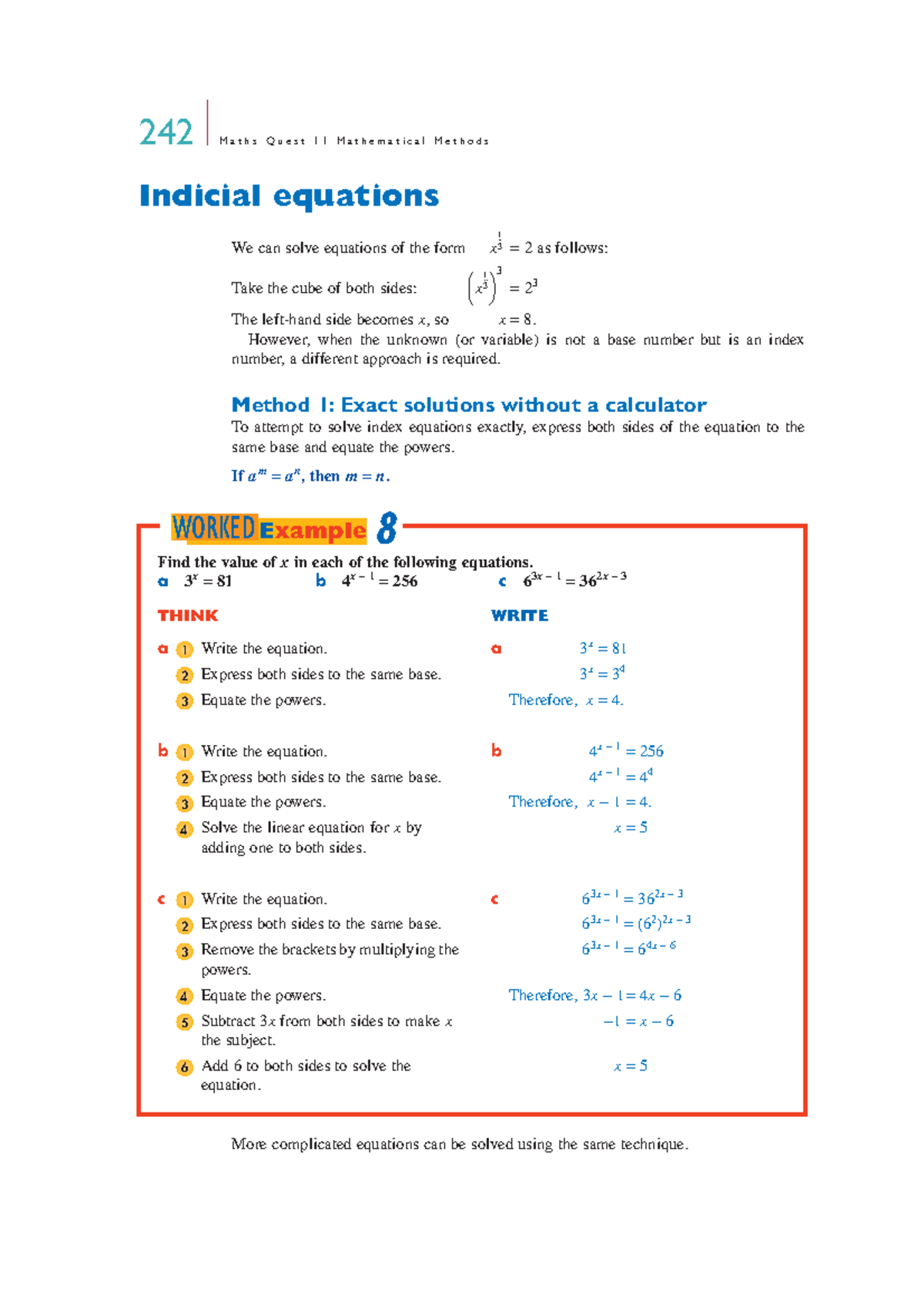 Solving Indicial Equations - 242 M a t h s Q u e s t 1 1 M a t h e m a ...