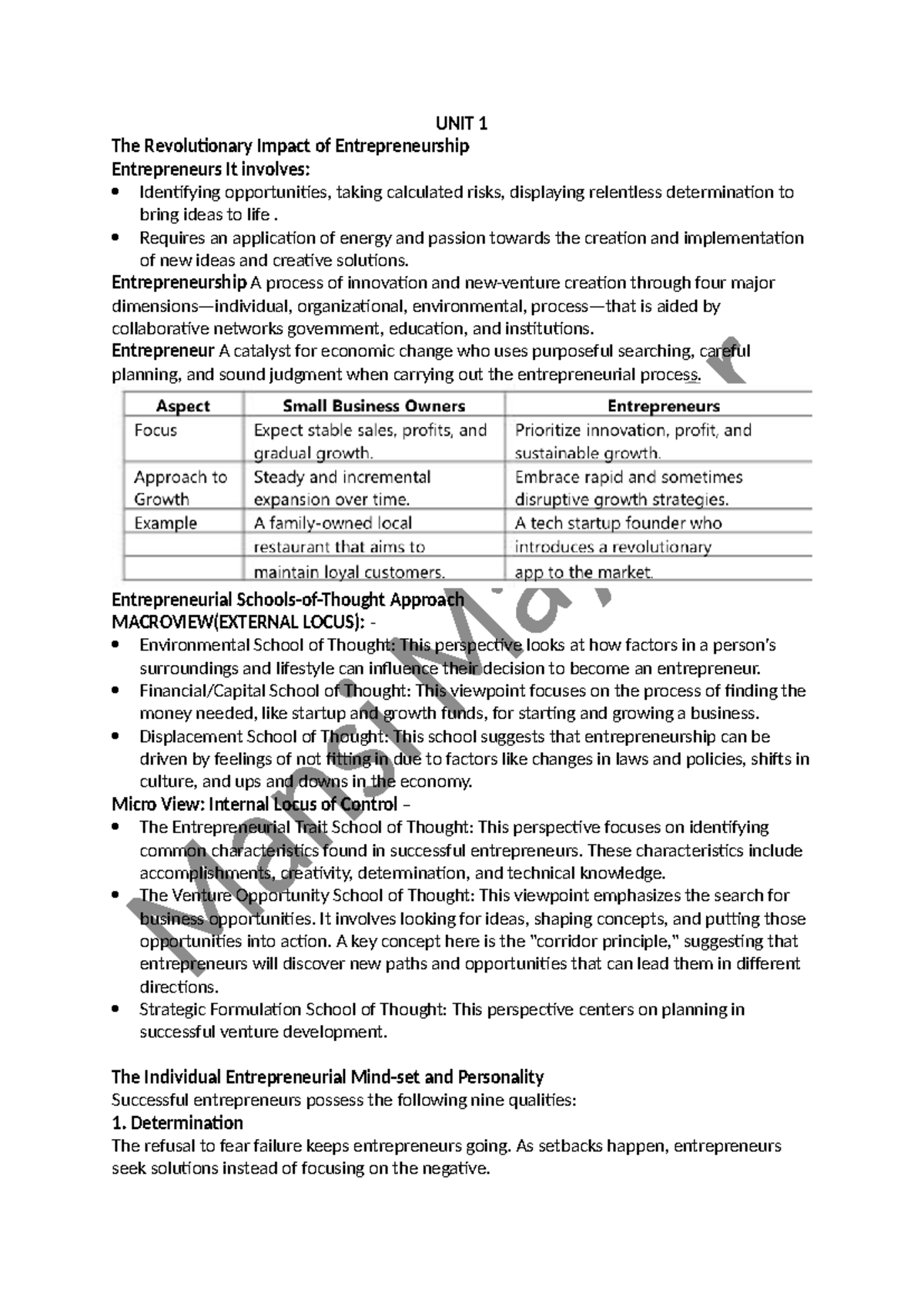 Entrepreneurship UNIT 1-3 - UNIT 1 The Revolutionary Impact of ...