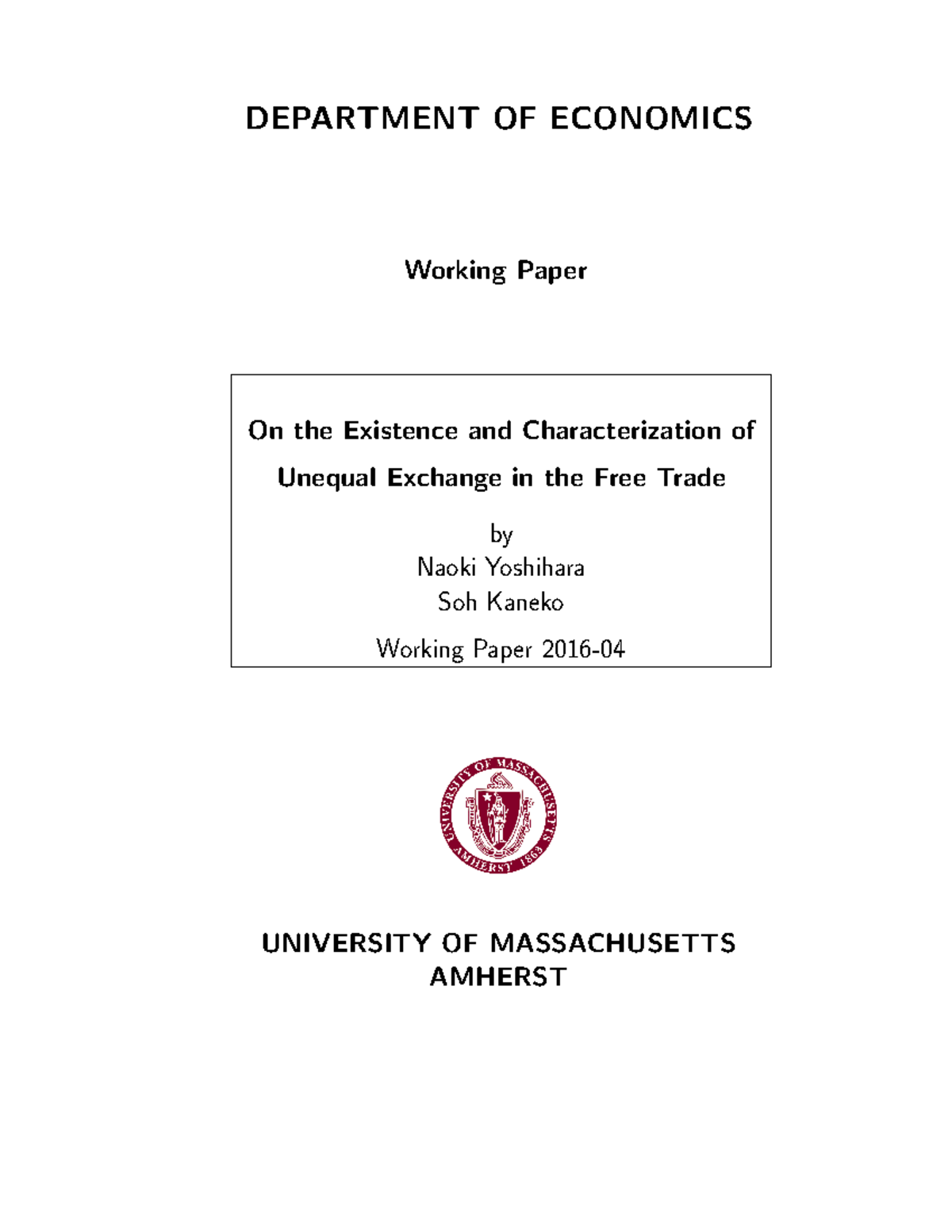 2016-04 - key - DEPARTMENT OF ECONOMICS Working Paper On the Existence ...