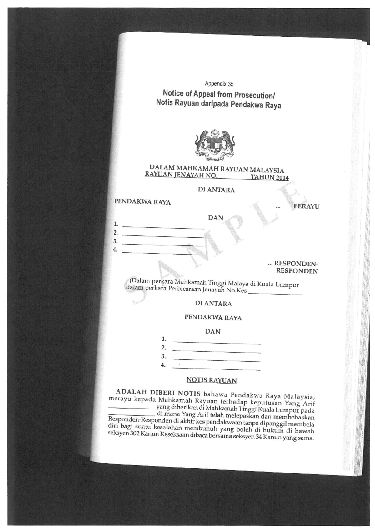 Notice of Appeal Sample - Criminal Procedure - MMU - Studocu