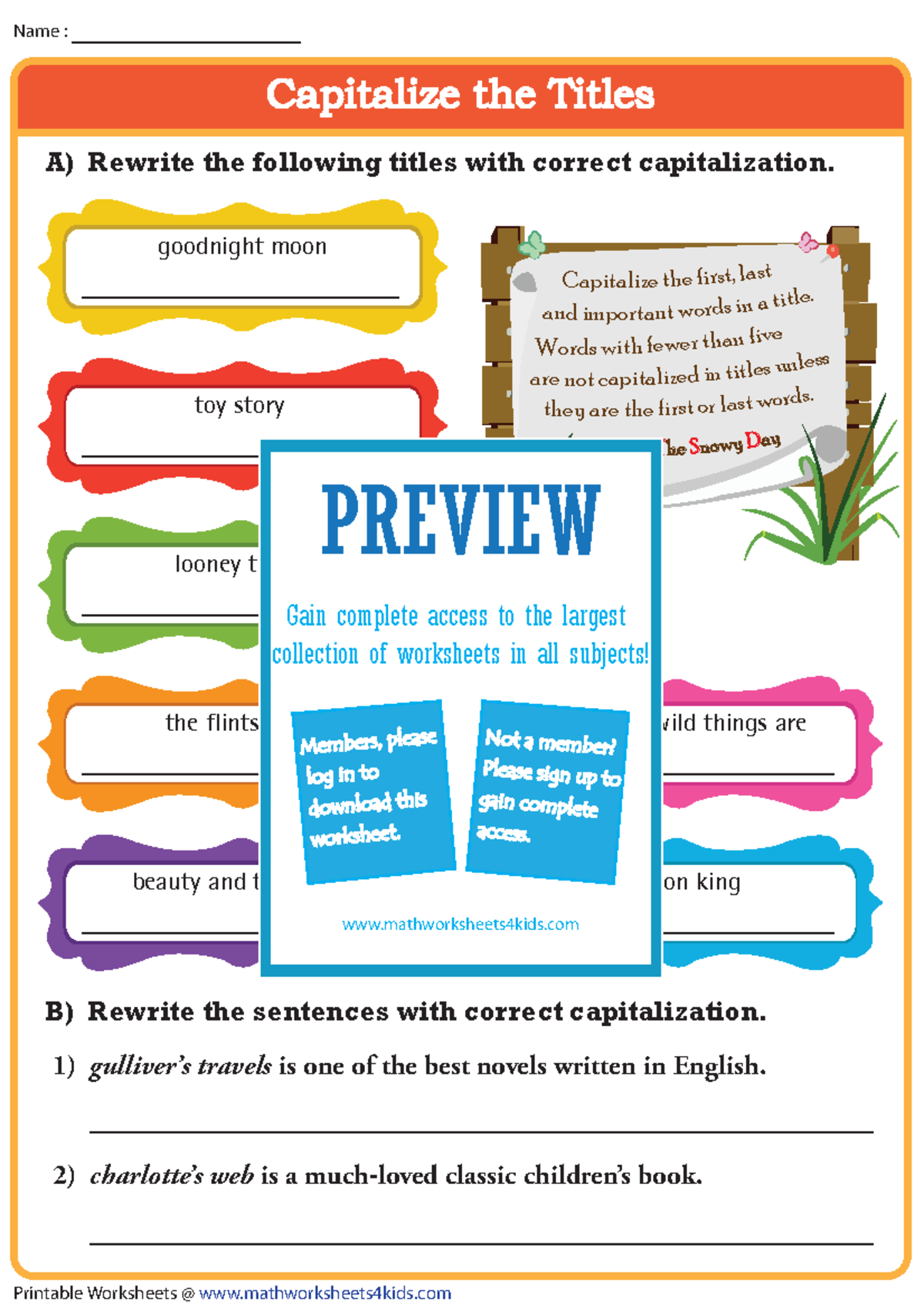 Capitalization titles - 2) charlotte’s web is a much-loved classic ...