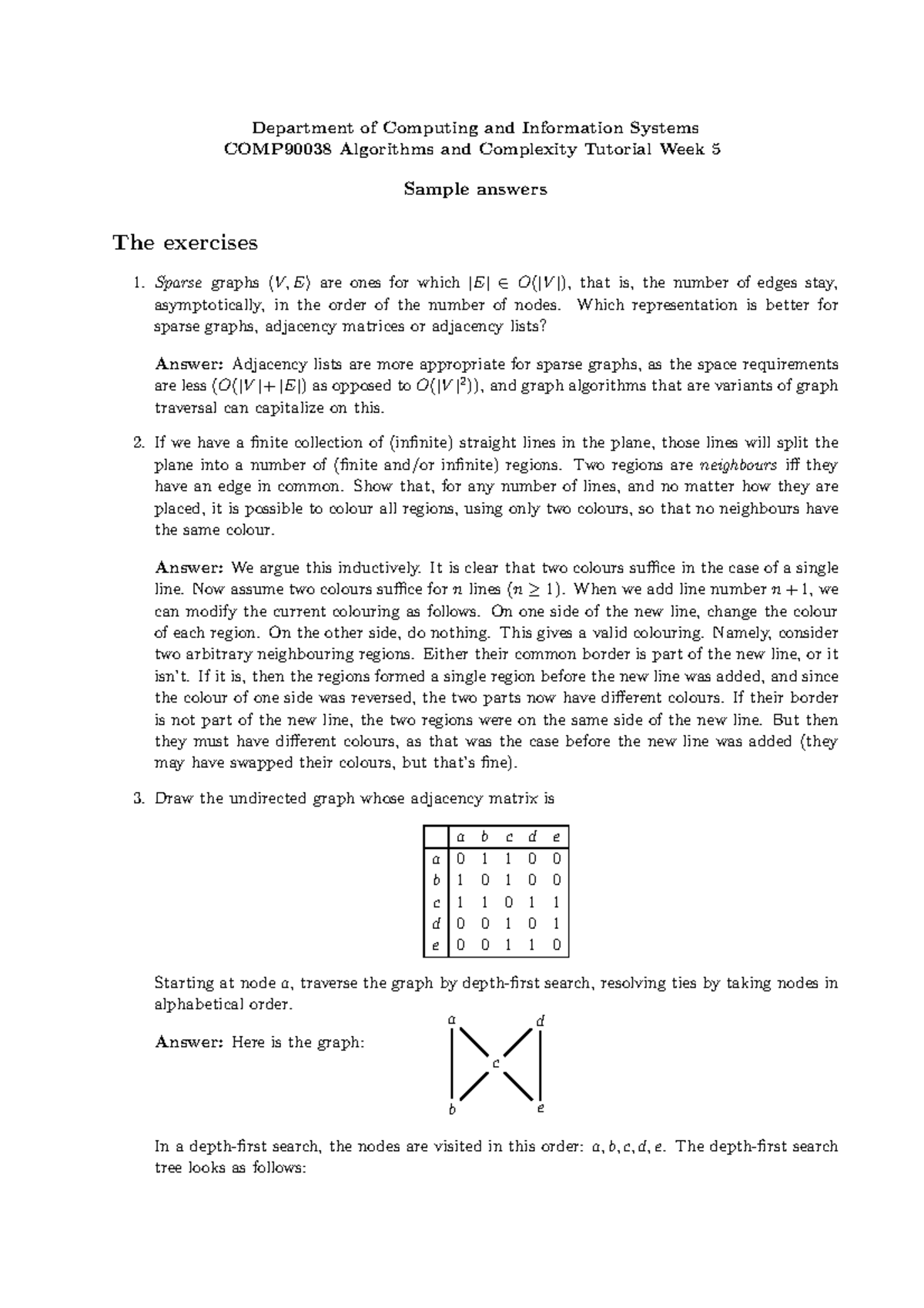 Tute-05-answers - TUT w/ Answeres - Department of Computing and Information Systems COMP90038 ...