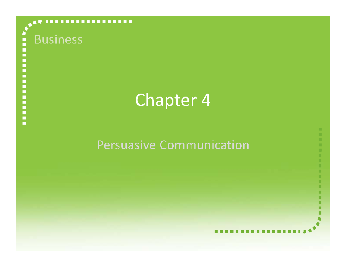 Chapter 4- Persuasive Communication - Business Chapter Persuasive ...