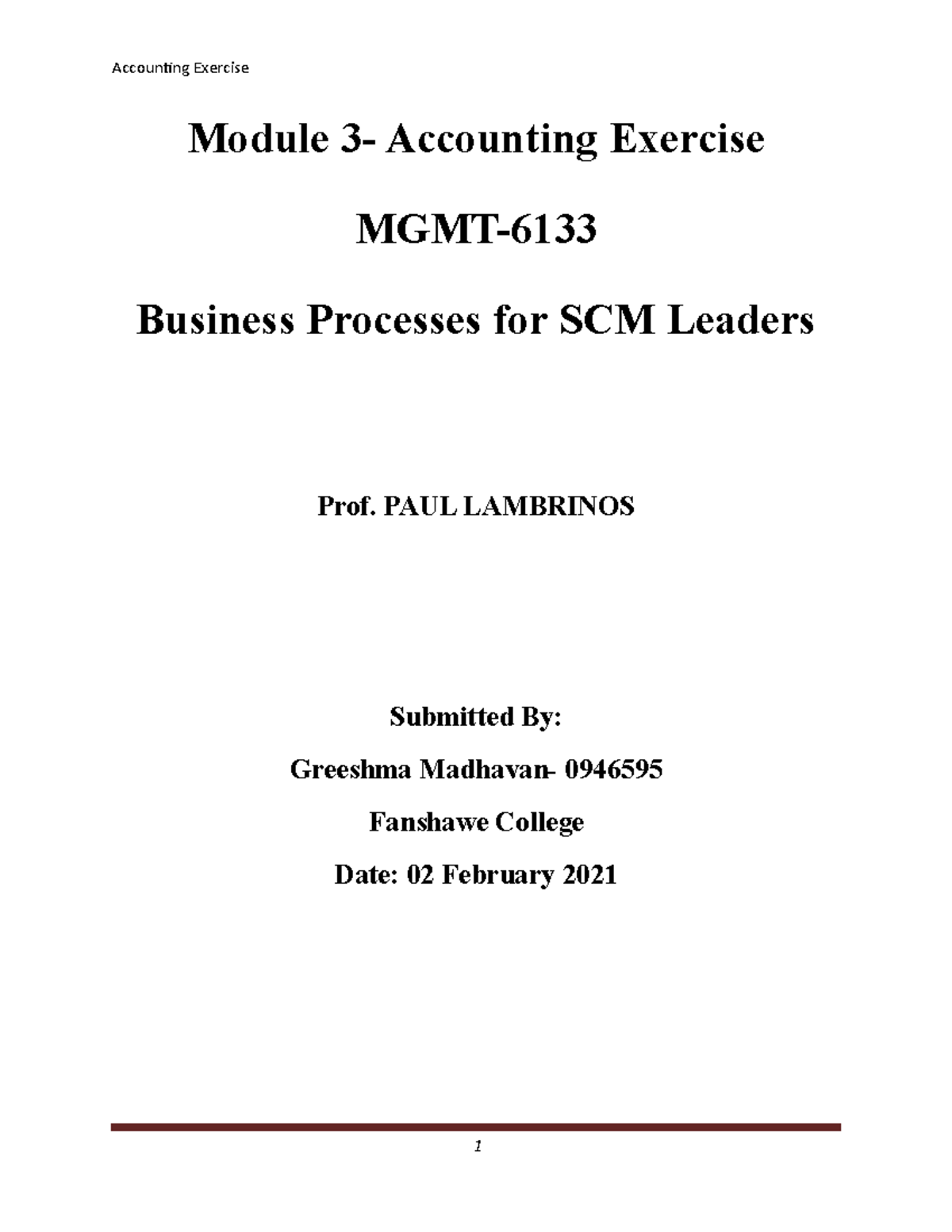 SAP Assignment - Mandatory - Accounting ExerciseBusiness Processes for ...