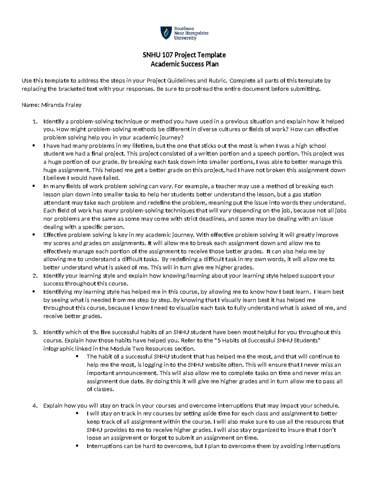 SNHU 107 Project Template - SNHU 107 Project Template Academic Success ...