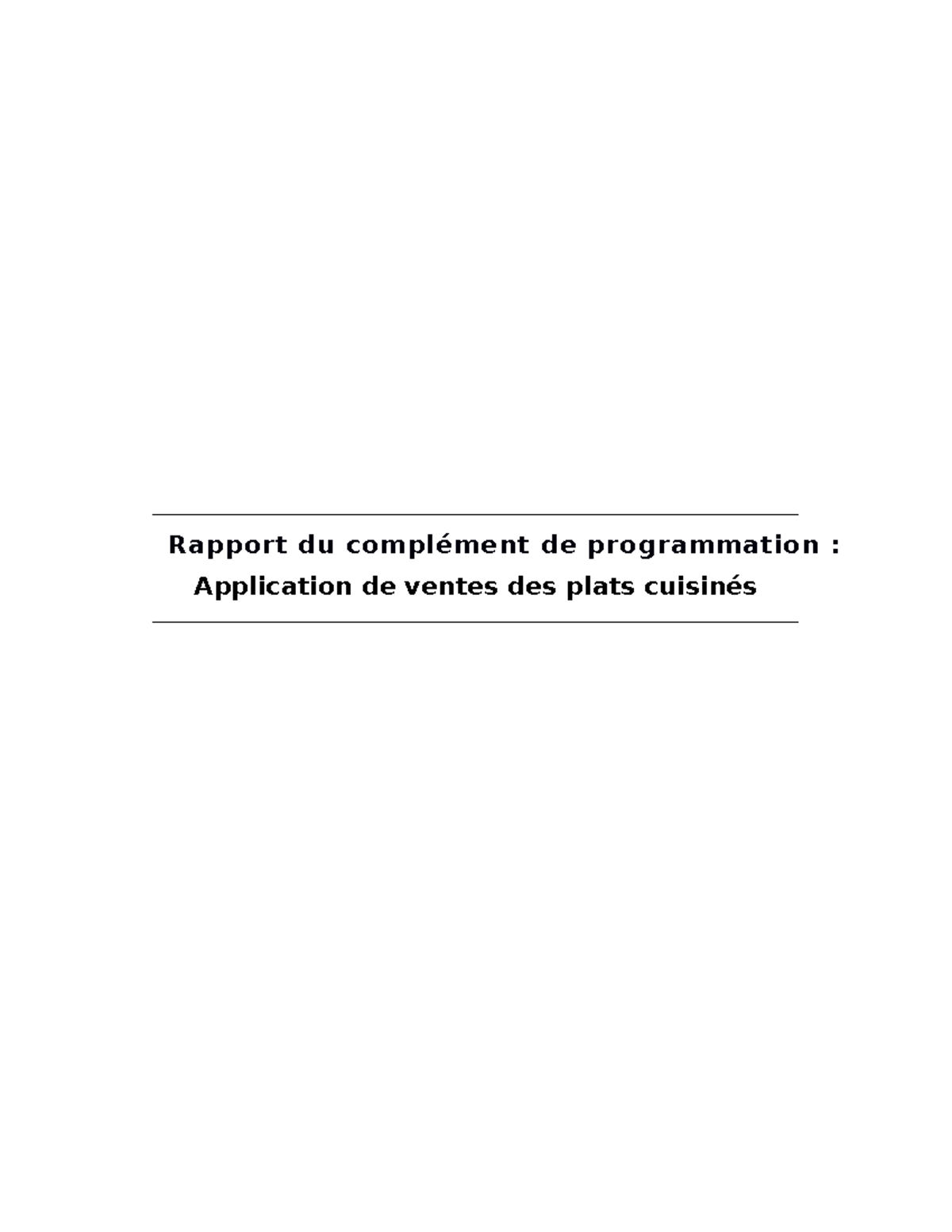 Rapport du complément de programmation - Rapport du complément de ...