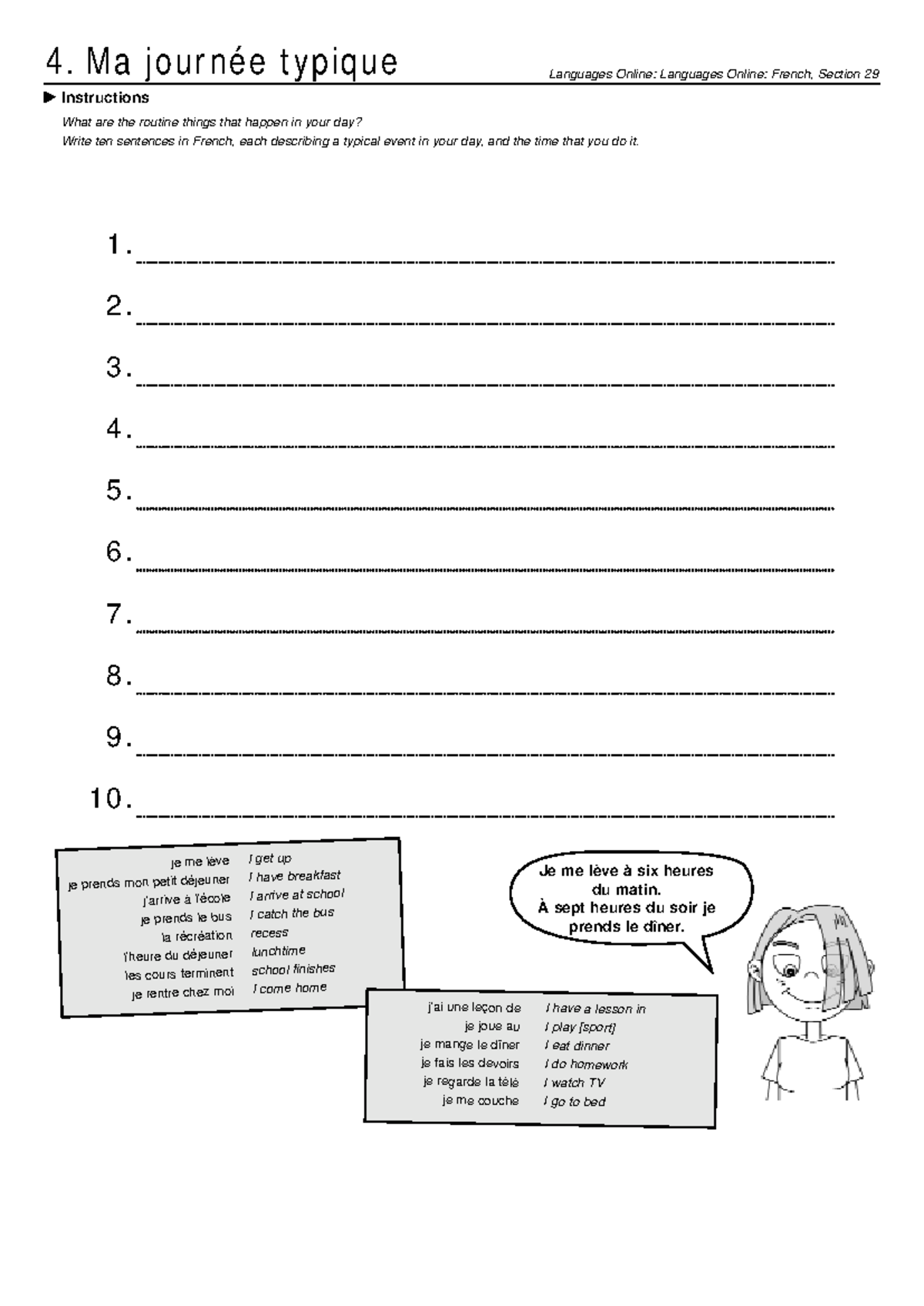 03 Ma journée typique - Study notes. - 1. 2. 3. 4. 5. 6. 7. 8. 9. 10 ...