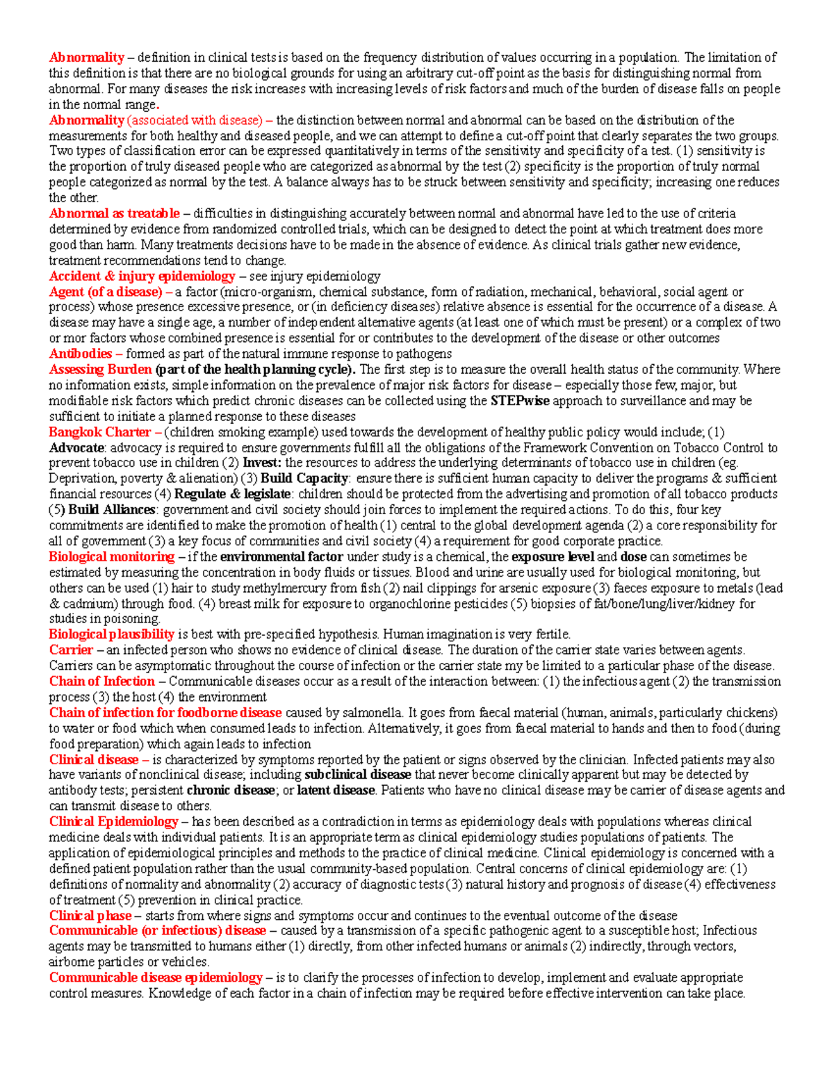 Final Study Guide - second half - Abnormality – definition in clinical ...