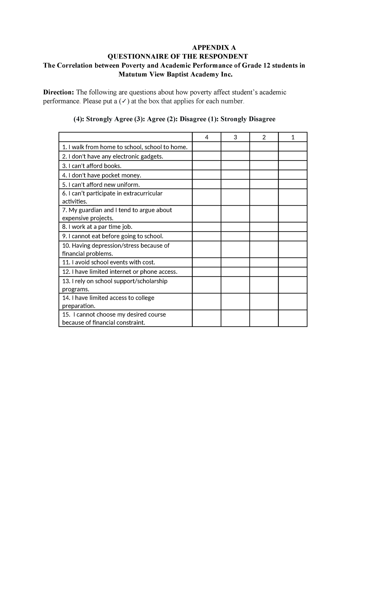 umugyjfymhlgjmugm - APPENDIX A QUESTIONNAIRE OF THE RESPONDENT The ...