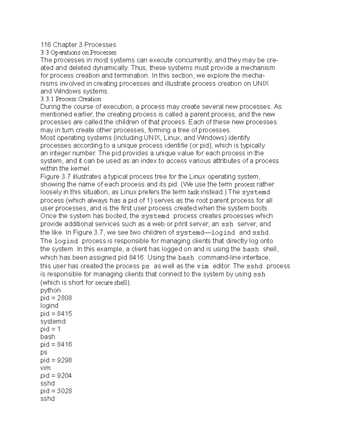 116 Chapter 3 Processes - 116 Chapter 3 Processes 3 Operations on ...