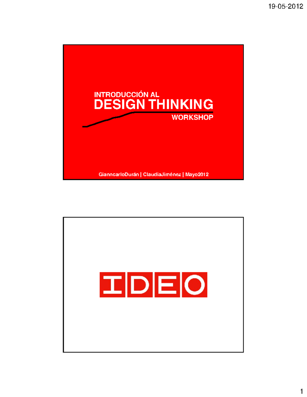 Intro a DT Workshop - DESIGN THINKING WORKSHOP INTRODUCCIÓN AL ...