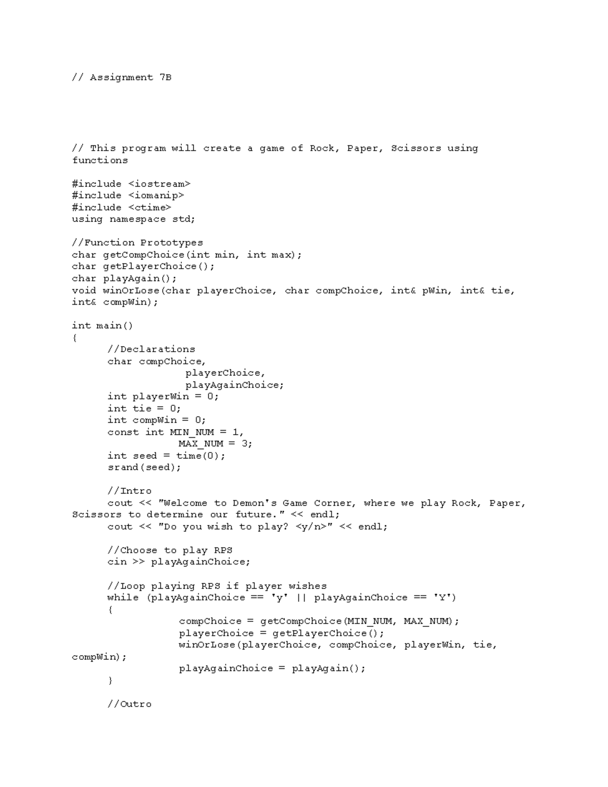 Assignment 7B - RPS #2 - // Assignment 7B // by Nickolas Duong // 4/22/ // This program will ...