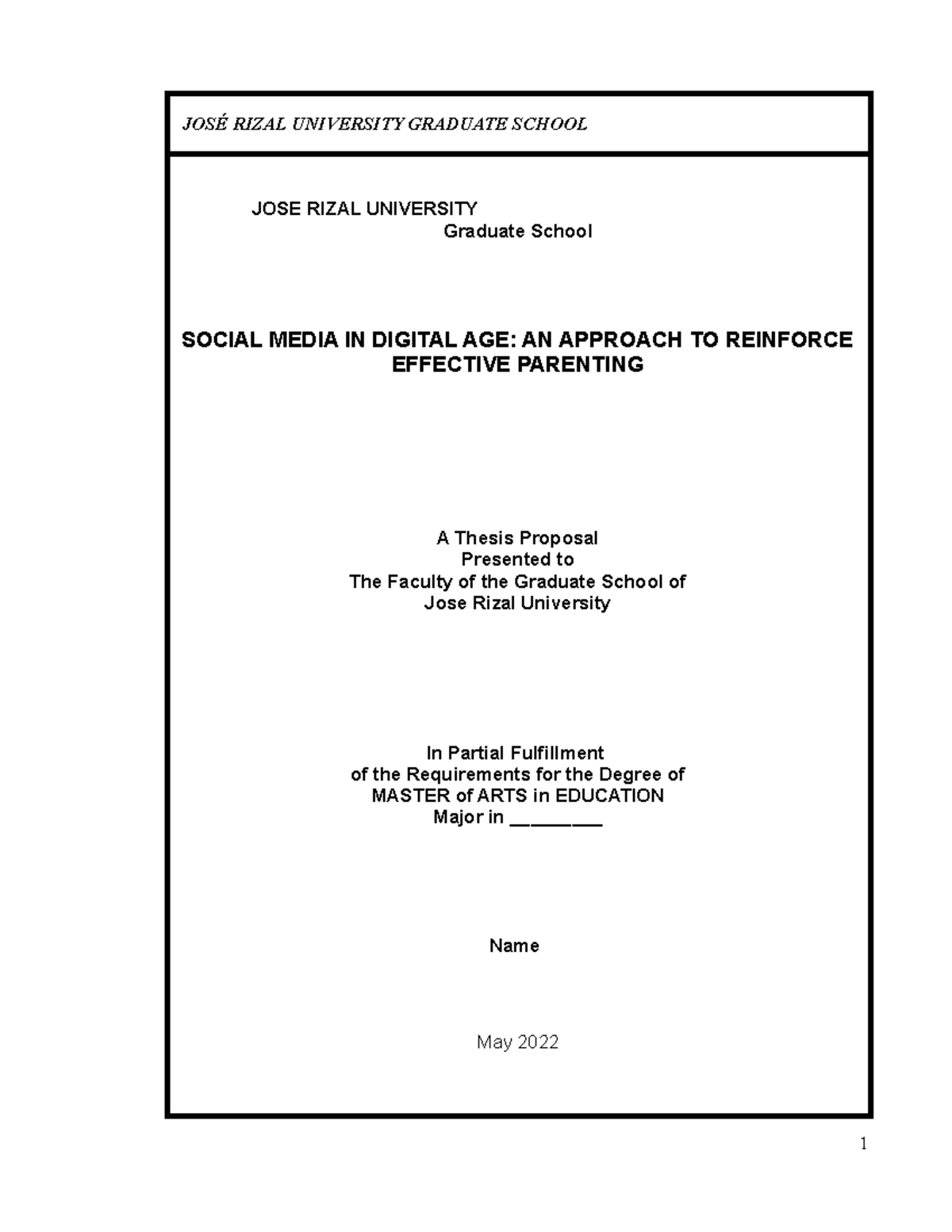 Copy of Chapter 1 to 3 for Topic defense - Copy - JOSE RIZAL UNIVERSITY ...