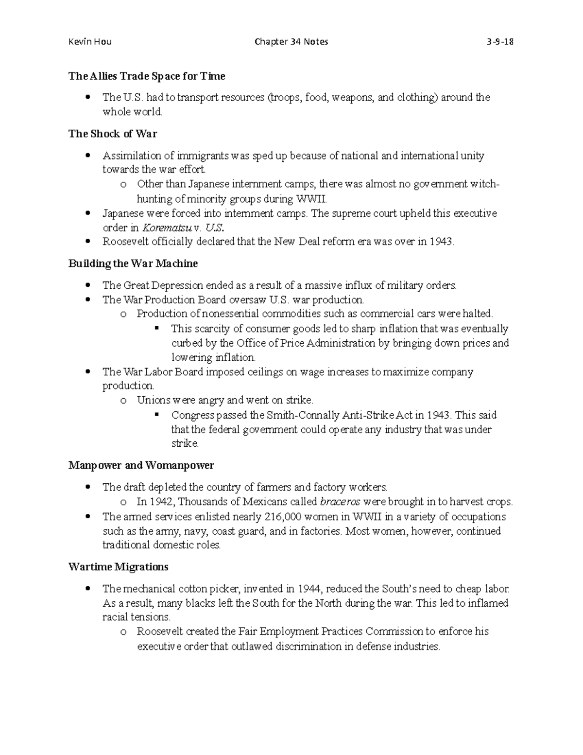 Ch. 34 Notes - Kevin Hou Chapter 34 Notes 3-9- The Allies Trade Space ...