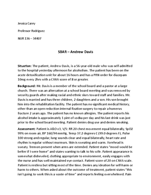 SBAR george palo VSIM - SBAR – GEORGE PALO Situation: The patient is ...