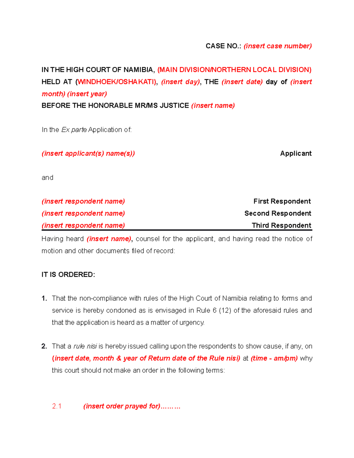 Urgent Application order - Introduction to Law - UNAM - Studocu