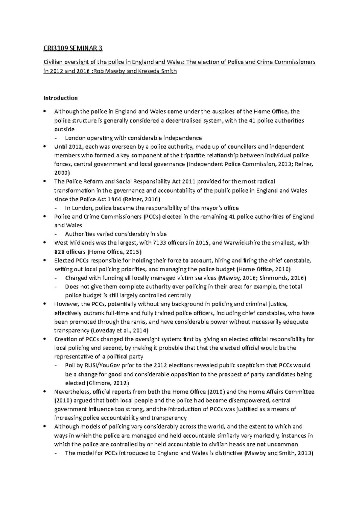 CRI3109 Seminar 3 - Clare Kinsella - CRI3109 - EdgeHill - Studocu