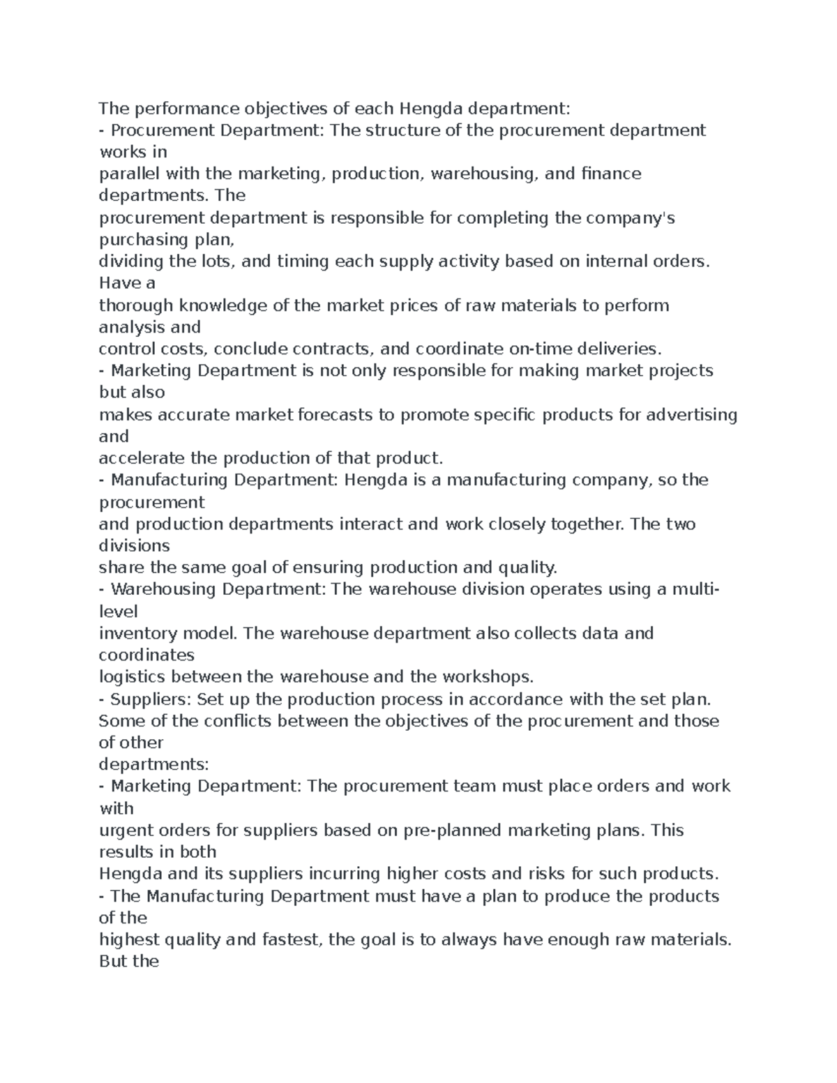 The performance objectives - The procurement department is responsible ...