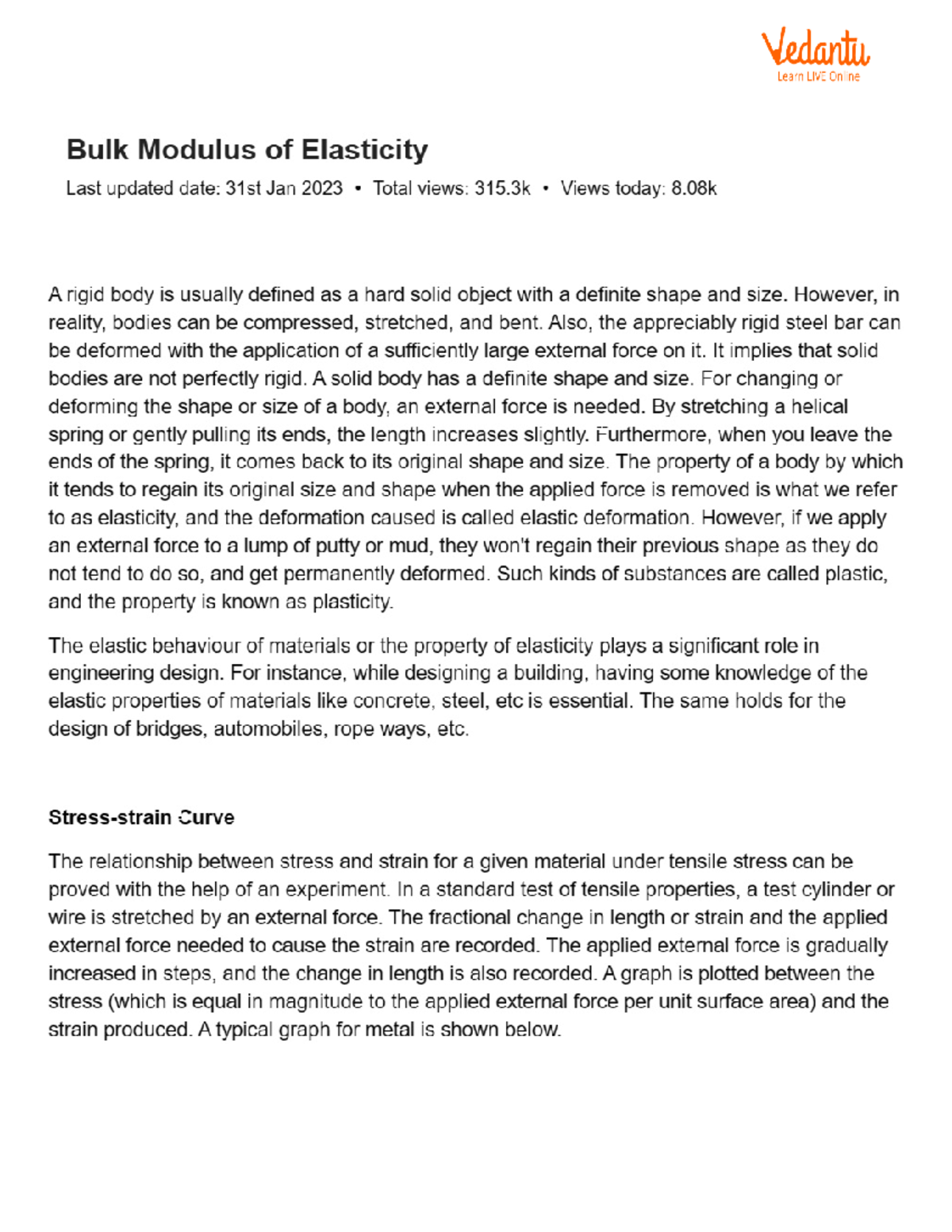 Bulk Modulus of Elasticity - B.tech CSE - Studocu
