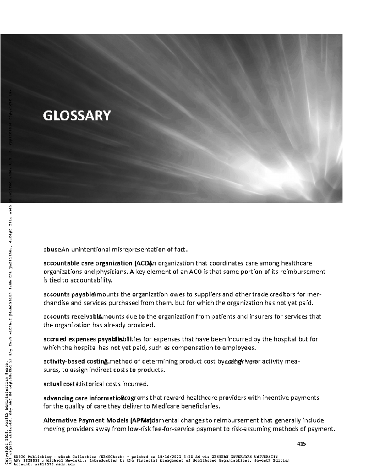 C428 glossary - Financial Resource Management in Healthcare Terms ...