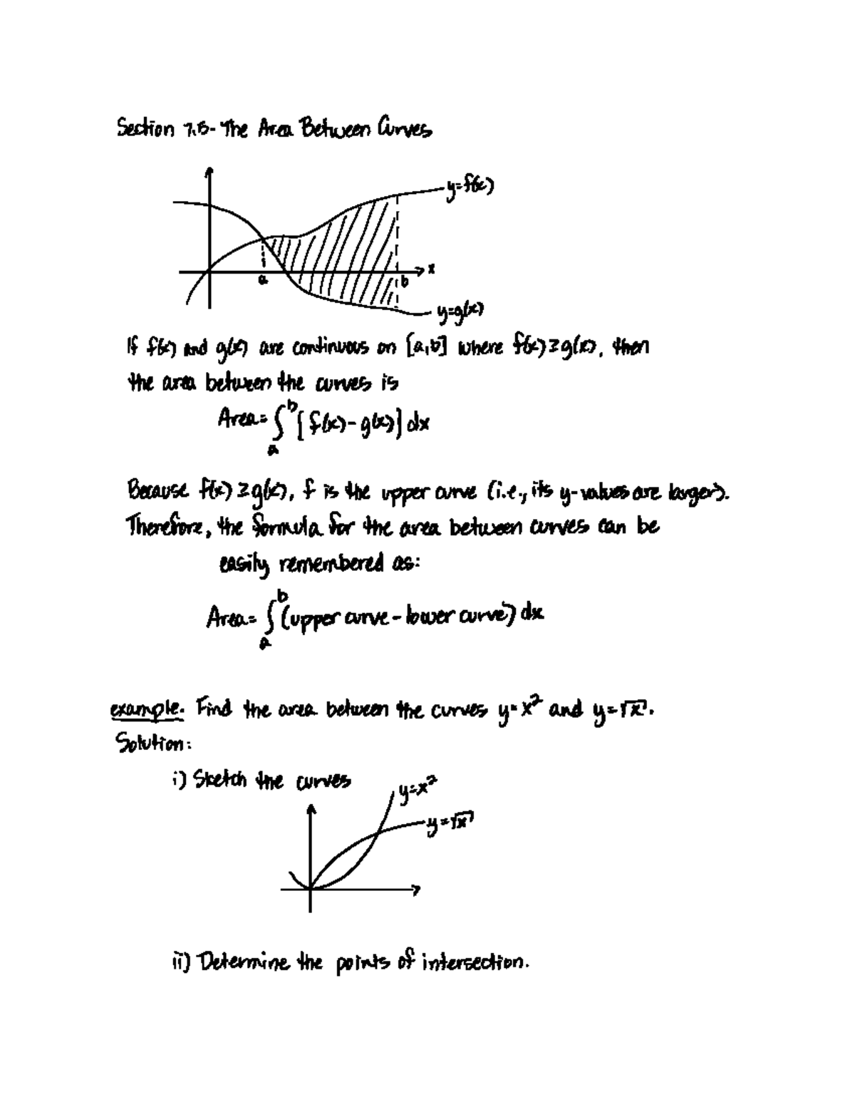 Section 7.5 - The Area Between Curves - Math 125.3 - Studocu