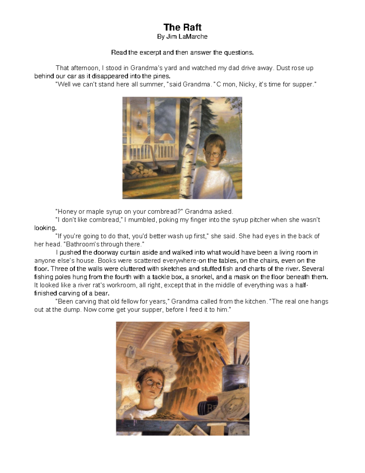 Visual Elements-handout - The Raft By Jim LaMarche Read the excerpt and ...